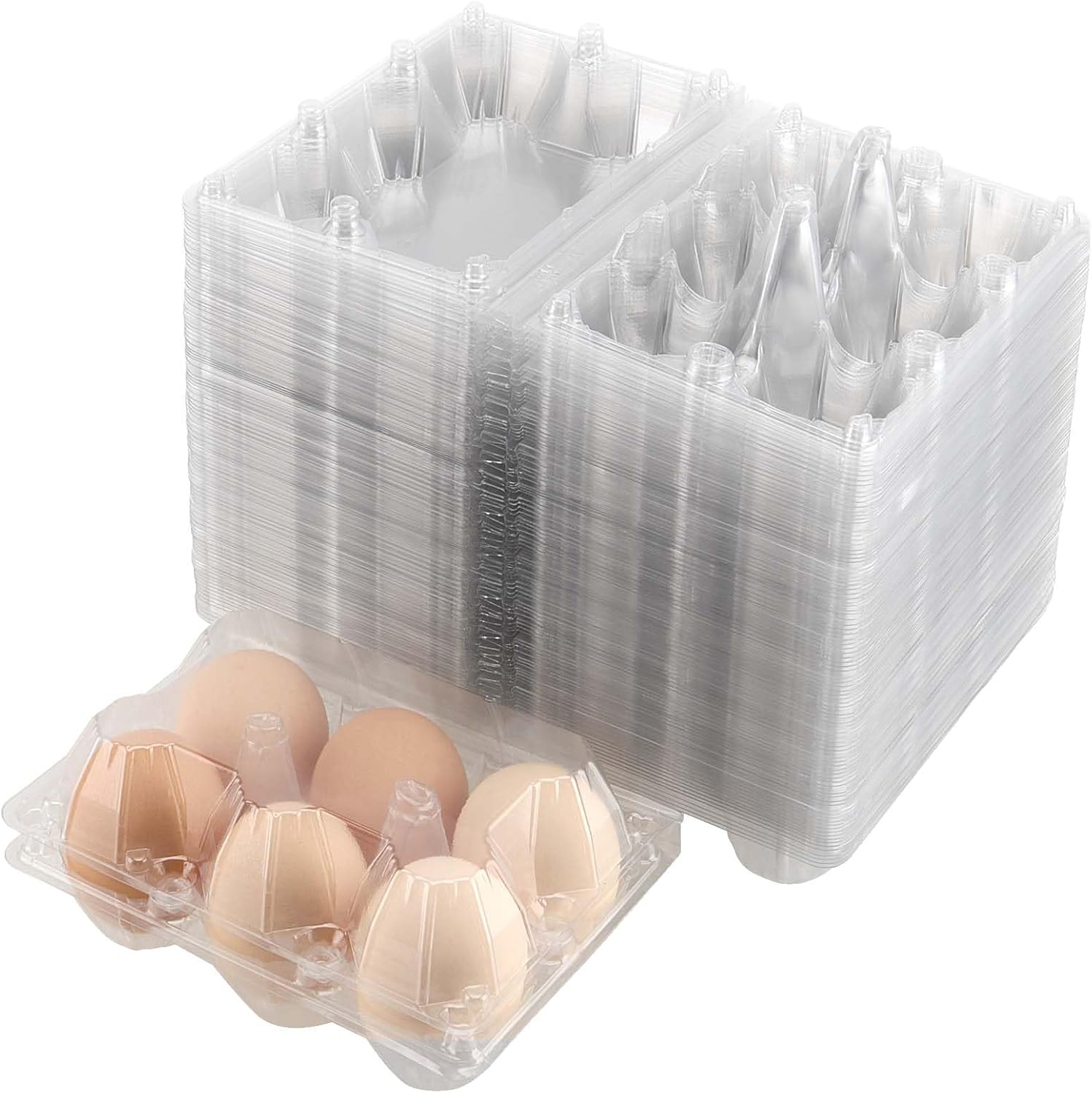Amazon.com: JAPCHET 150 Pack Clear 6 Egg Carton, Empty Plastic Egg ...
