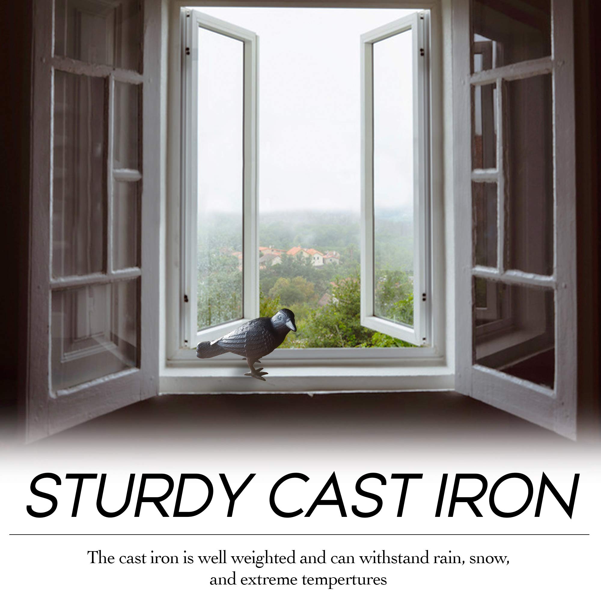Snapklik.com : Cast Iron Crow Statue, Head To Side Raven, Large Garden ...