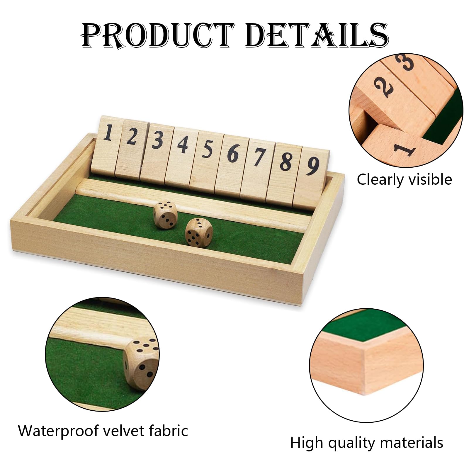 1 PCS Shut The Box Game, Wooden Table Game, Board Game, Board Game ...