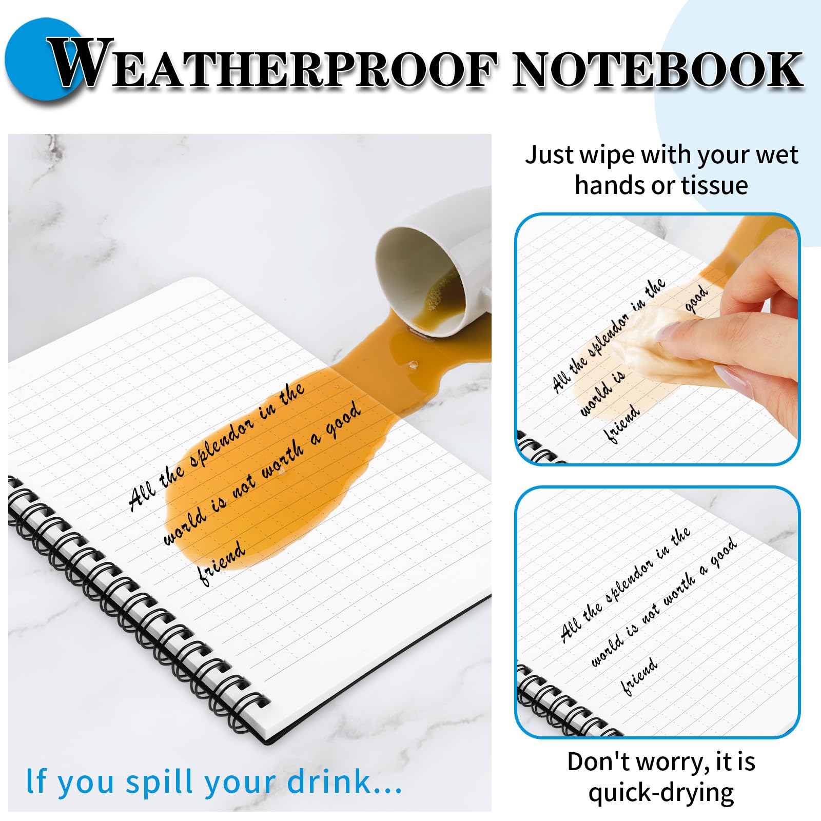 Snapklik.com : Waterproof Notebook, 5 X 7 Spiral Notebook, Weatherproof ...