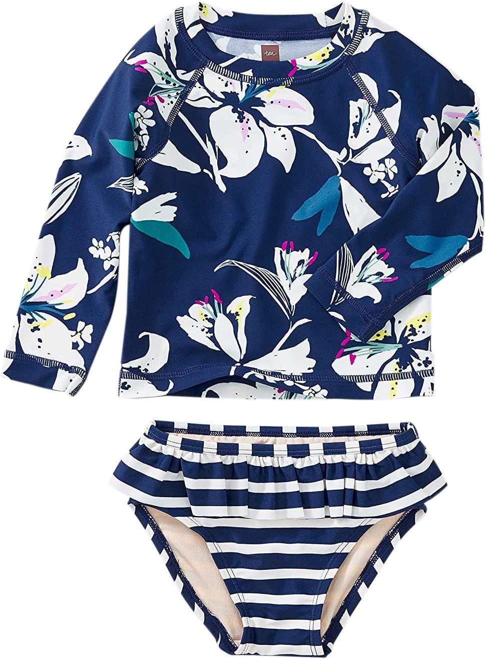 Tea Collection Rash Guard Swimwear Set, Girls 18 to 24 Mos, Tropical ...