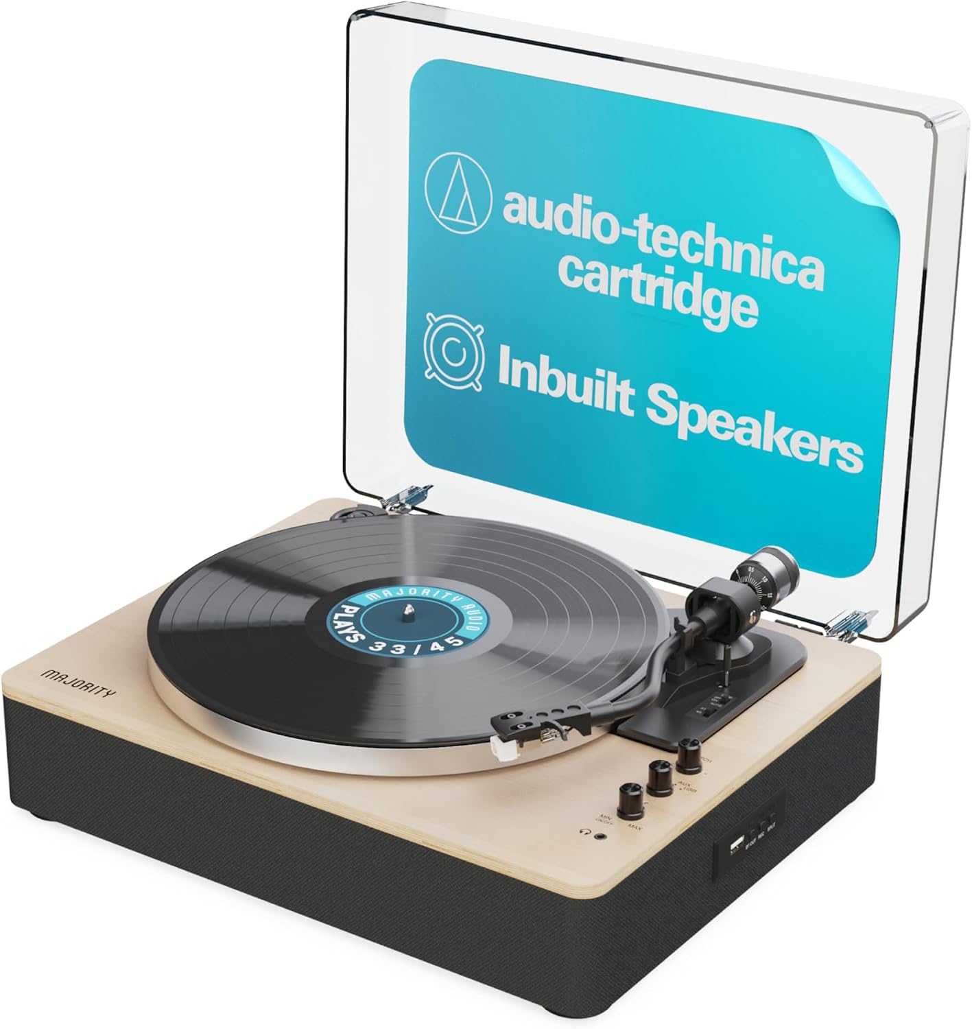 Turntable Record Player with Bluetooth | Wooden Home Audio Vinyl Player ...