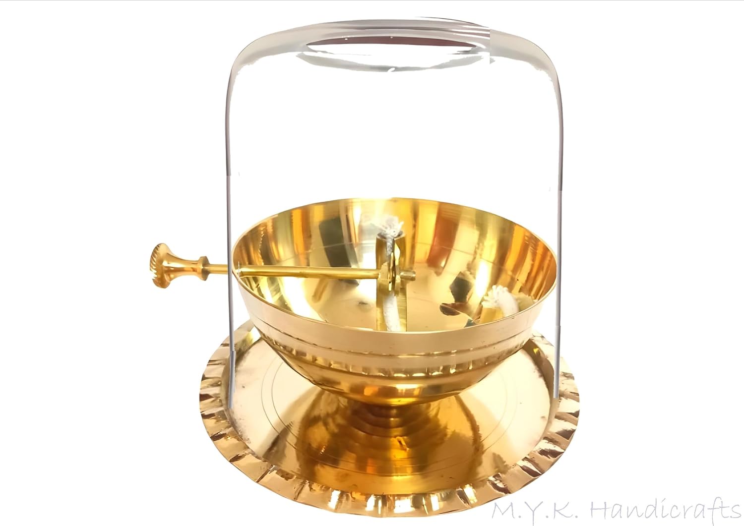 Buy M.Y.K. Handicrafts - Brass Akhand Jyoth with Glass Chimney - Diya ...