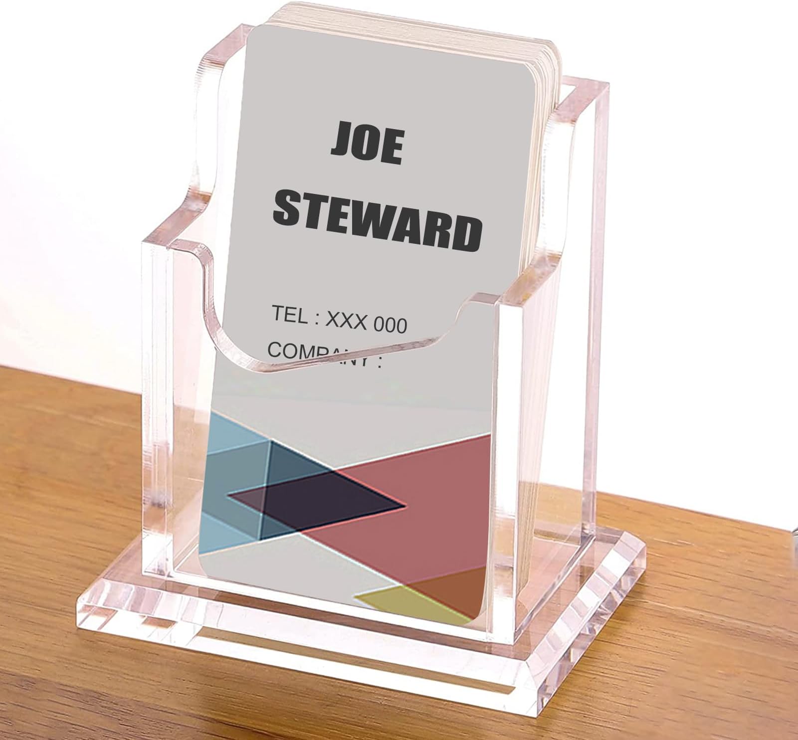 Amazon.com : Feyarl Glass Horizontal Business Card Holder Slant ...