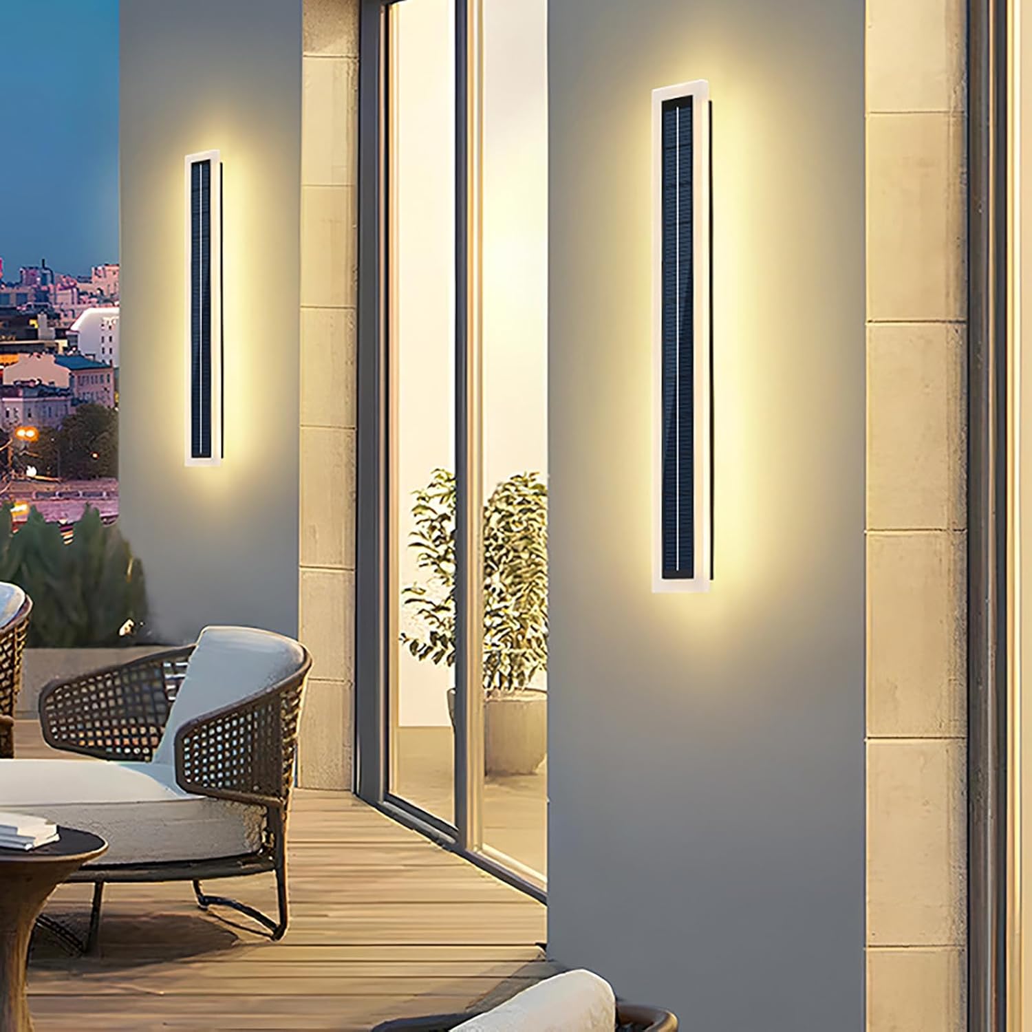 Outdoor Solar Wall Lamp Wireless LED Long Wall Light Waterproof IP65 ...