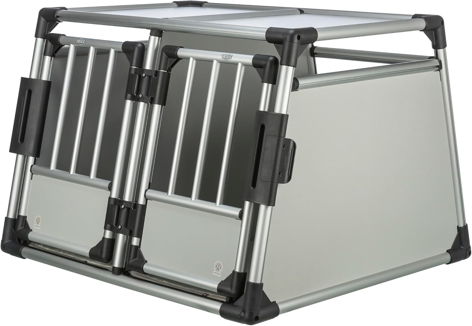 TRIXIE double transport box aluminium - dog crate for two dogs up to 50 ...
