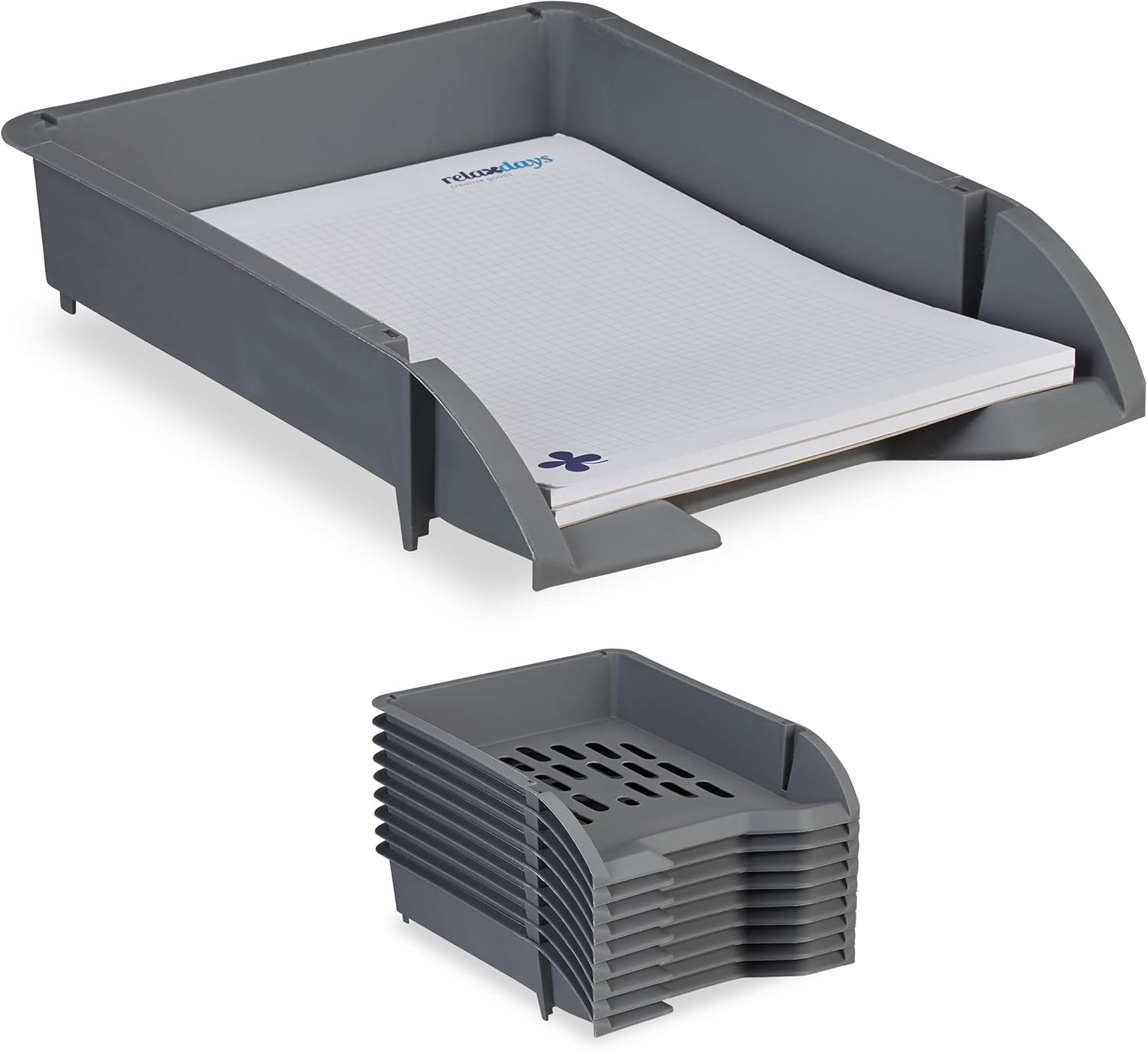 Relaxdays Förvaringsfack stapelbar, set om 10, DIN A4-papper, brev ...