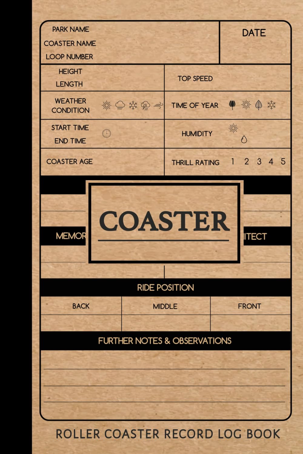 Roller Coaster Record Log Book: Theme Park Journal. Track & Record ...