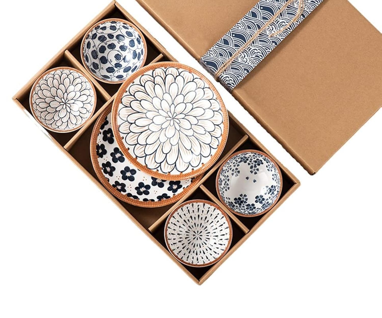 Buy VATSHVI 6 Pieces Floral Print Dinnerware Set, Ceramic Kitchen ...