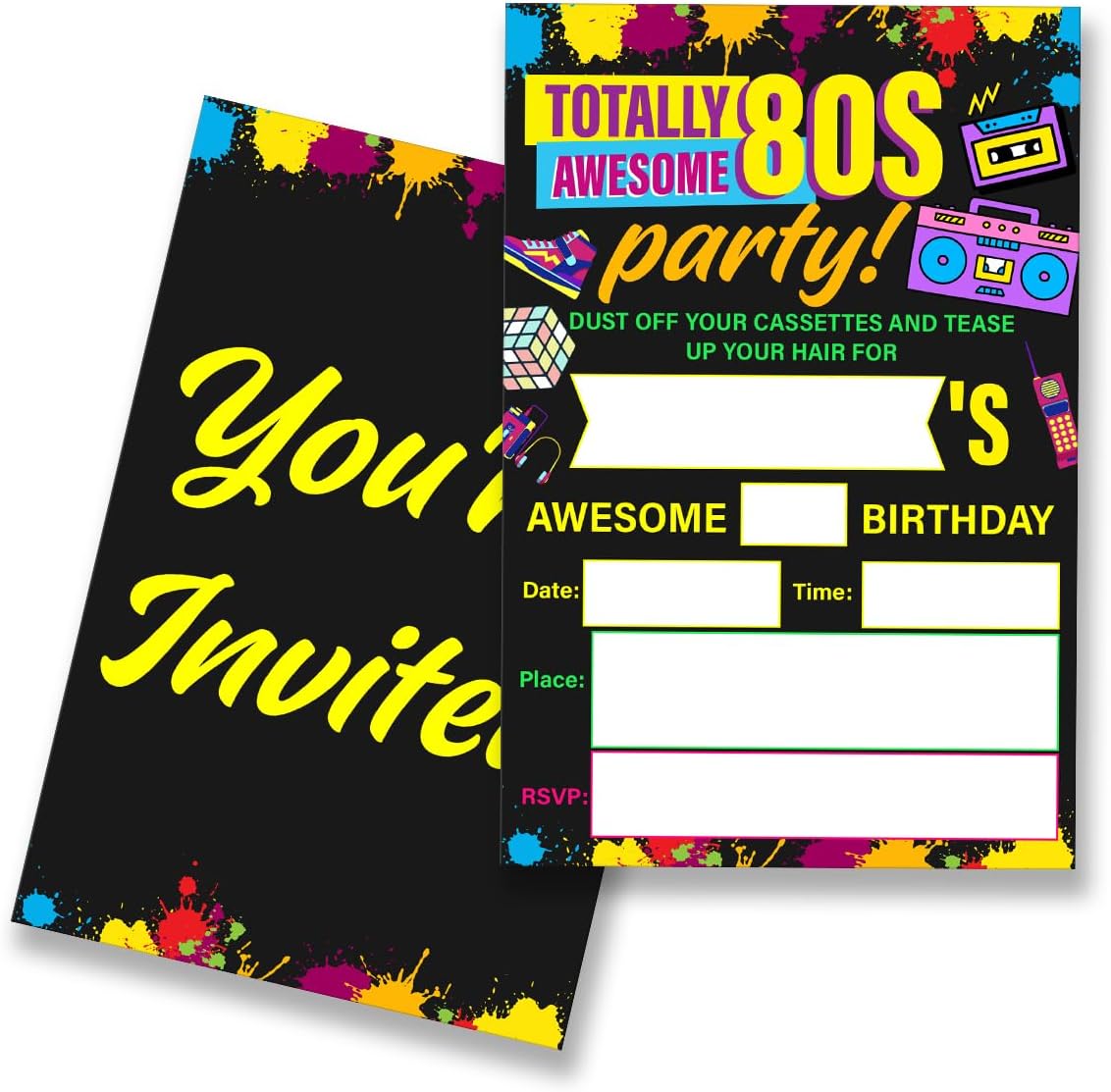 Amazon.com : EUDOSI 1980s Theme 80s Birthday Party Invitations Supplies ...