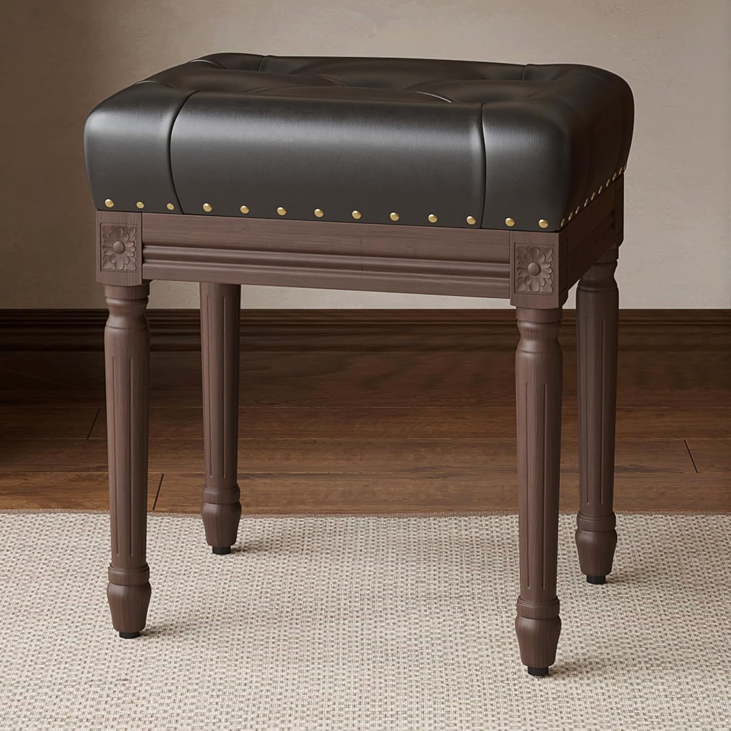 Amazon.com: Vanity Stool, 19" Ottoman Bench for Bedroom, Tufted Vanity ...