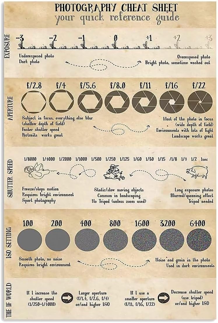 Amazon.com : Photography Cheat Sheet Vintage Metal poster Tin signage ...