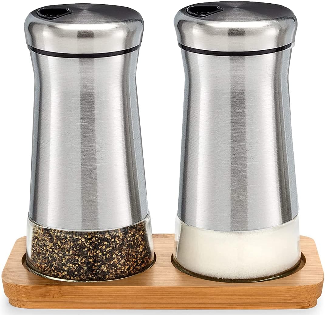 2pcs Salt and Pepper Shakers with Adjustable Pour Hole,Stainless Steel ...