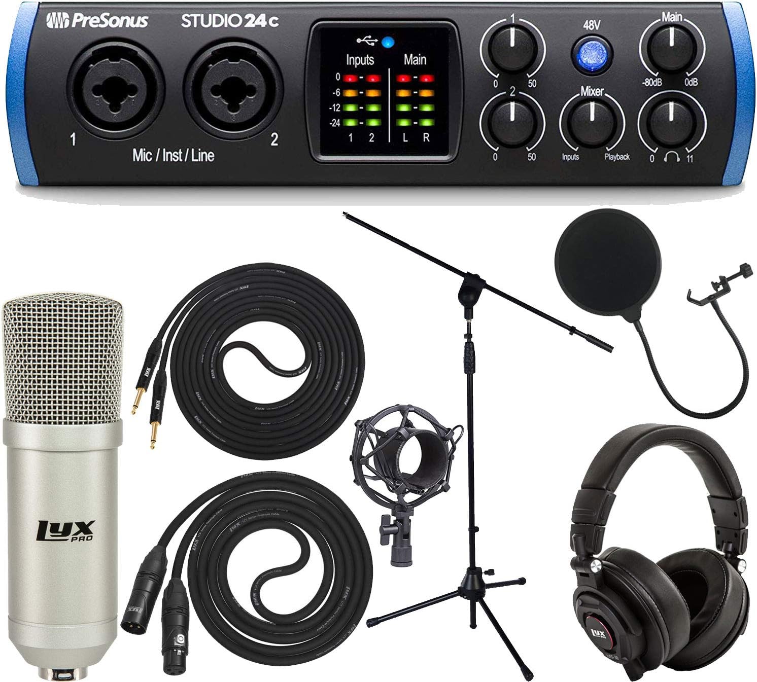 Amazon.com: PreSonus Studio 24c 2x2 USB Type-C Audio/MIDI Interface and ...