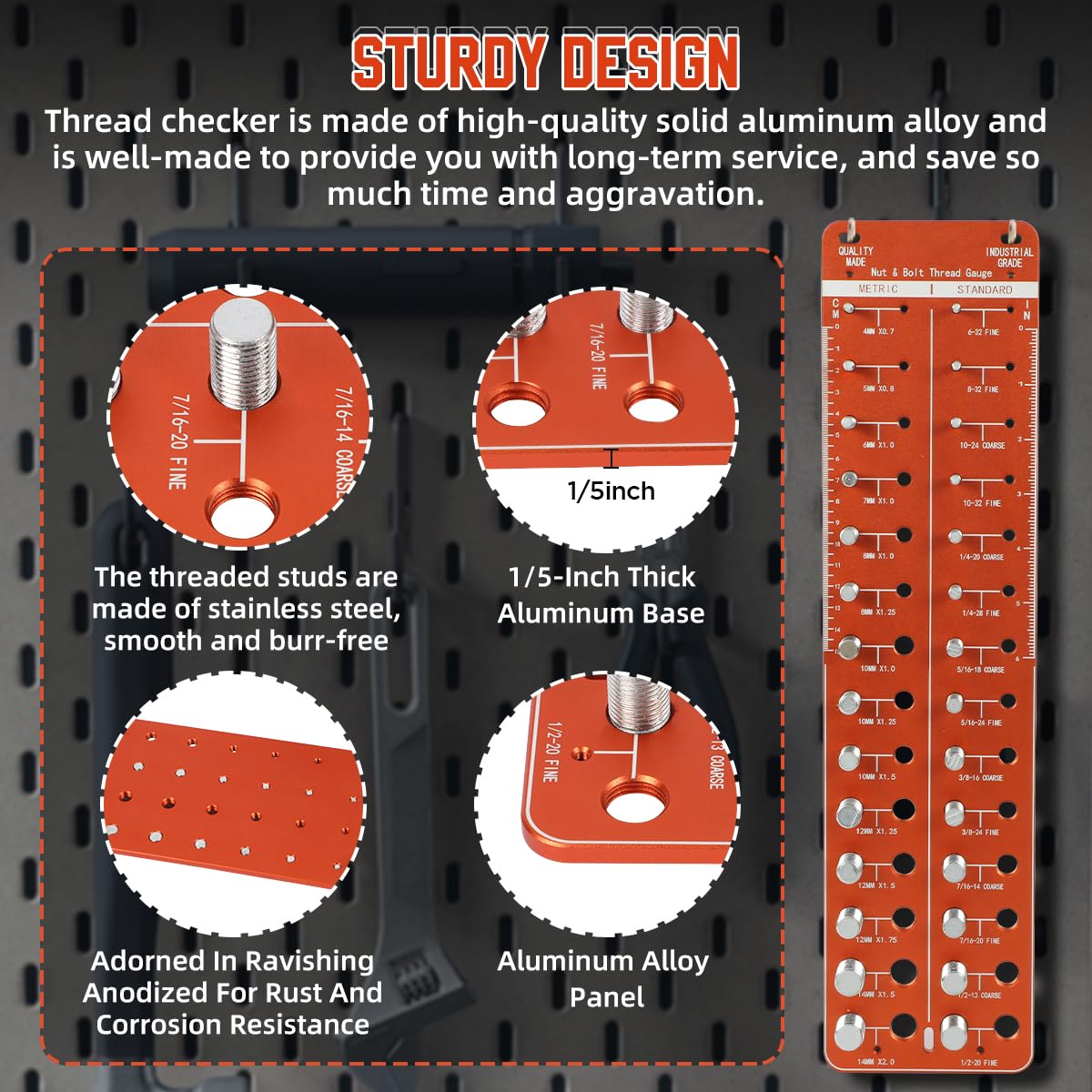 Olsa Tools Bolt Finder Allsome 1pc Thread Checker, Nut And Bolt Thread ...