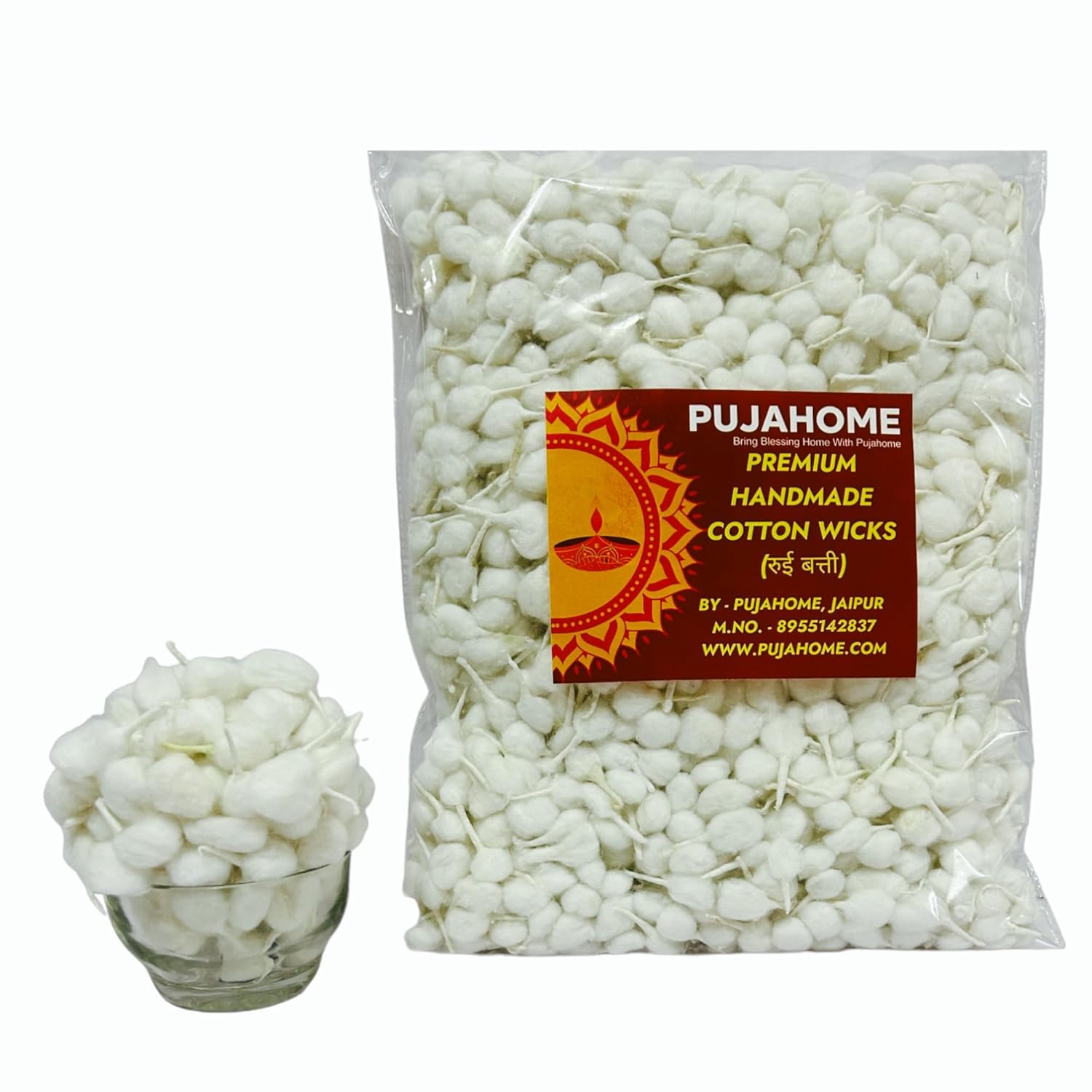 Pujahome Phool Batti Round Cotton Wicks Handmade GOL Batti for Pooja ...