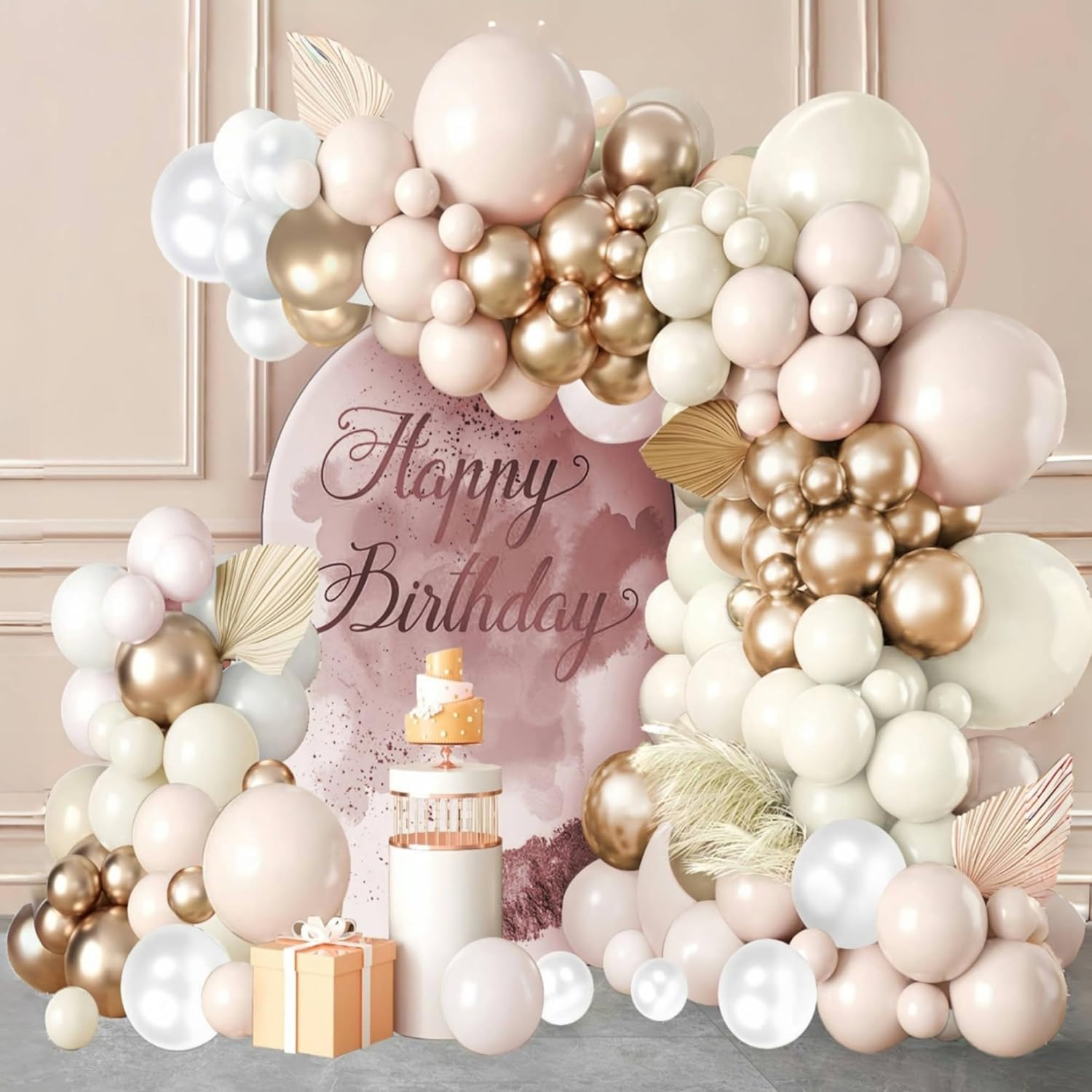 Pink Beige Balloon Garland Arch Kit,144Pcs Pastel Pink Beige Nude White ...
