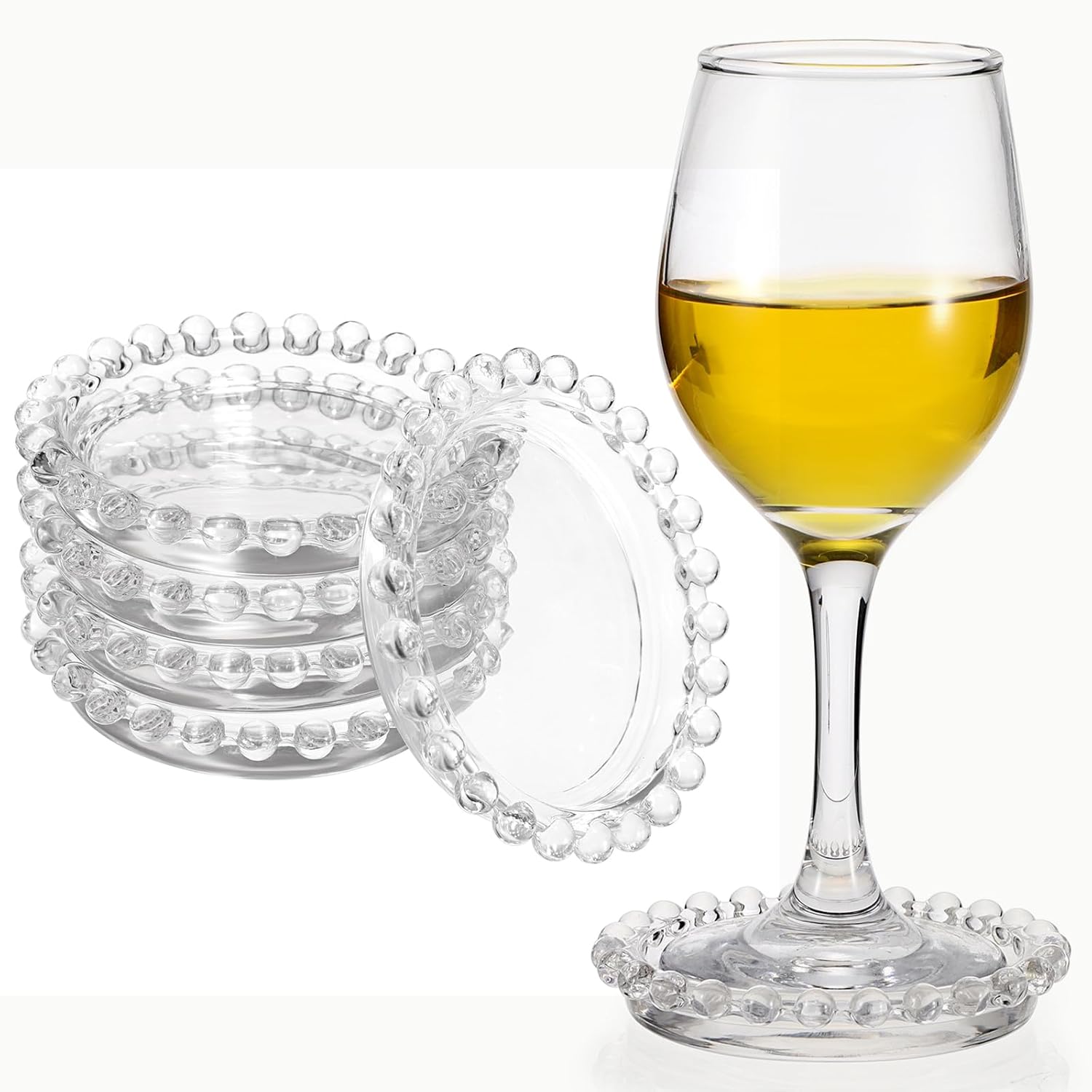 Amazon.com: JUXYES Set of 5 Glass Coasters Round Cup Mat, Clear Glass ...