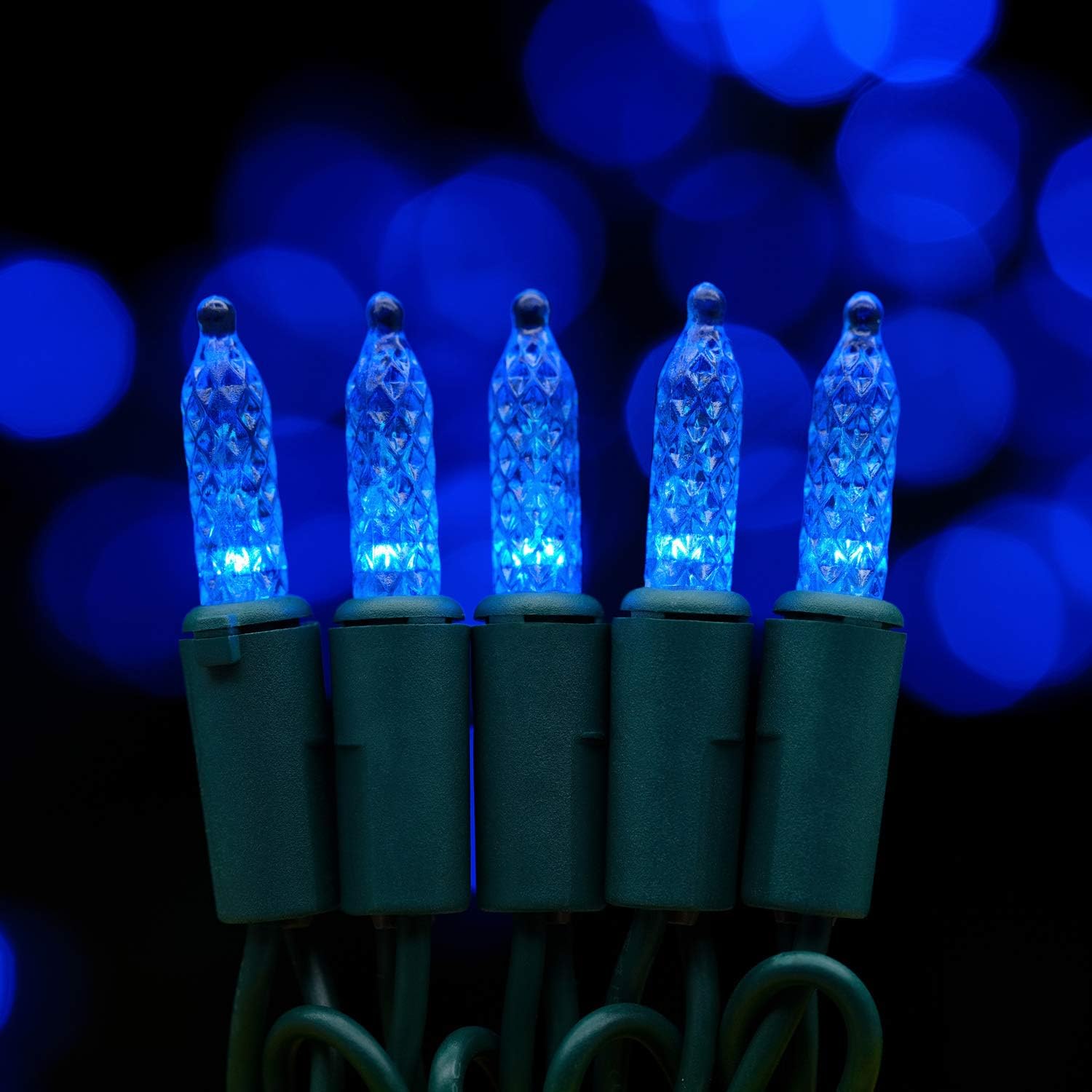 YULETIME Luces LED azules de Navidad facetadas, 200 unidades, 50 pies ...