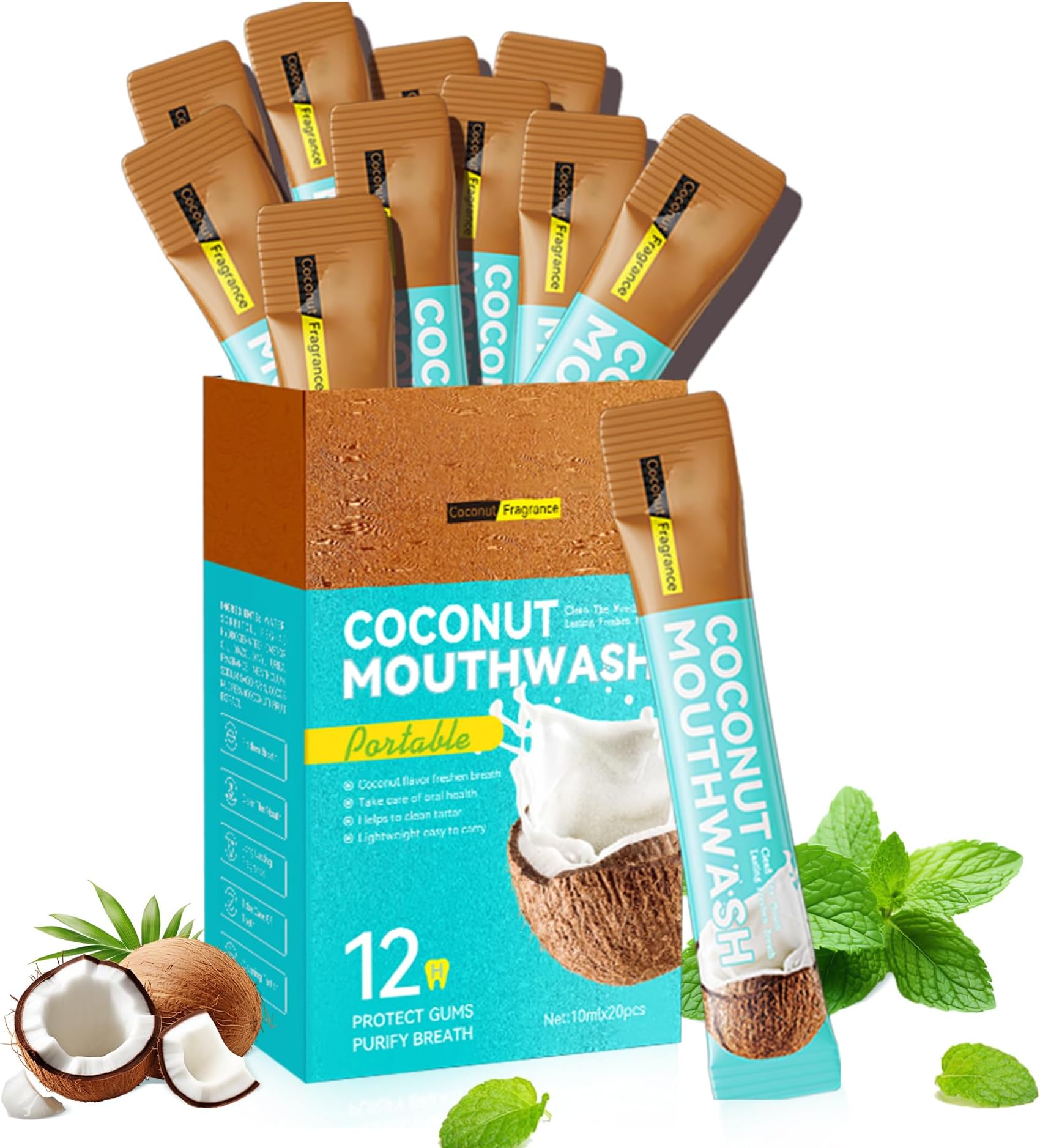 Amazon.com: Liillya Travel Size Coconut Mouthwash Packets, Coconut Oil ...