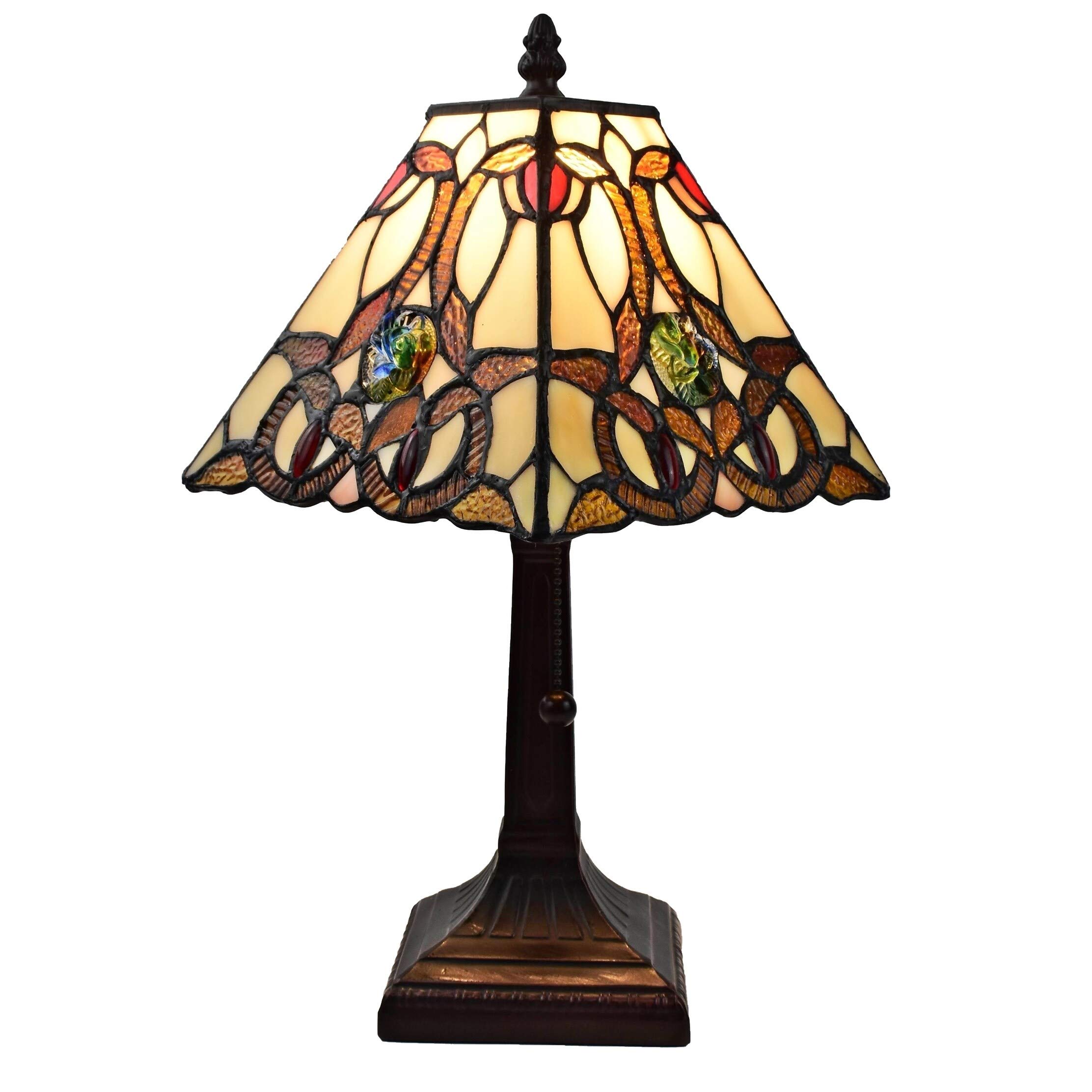 Amazon.com: Tiffany Style Mini Accent Lamp Floral Mission 16" Tall ...