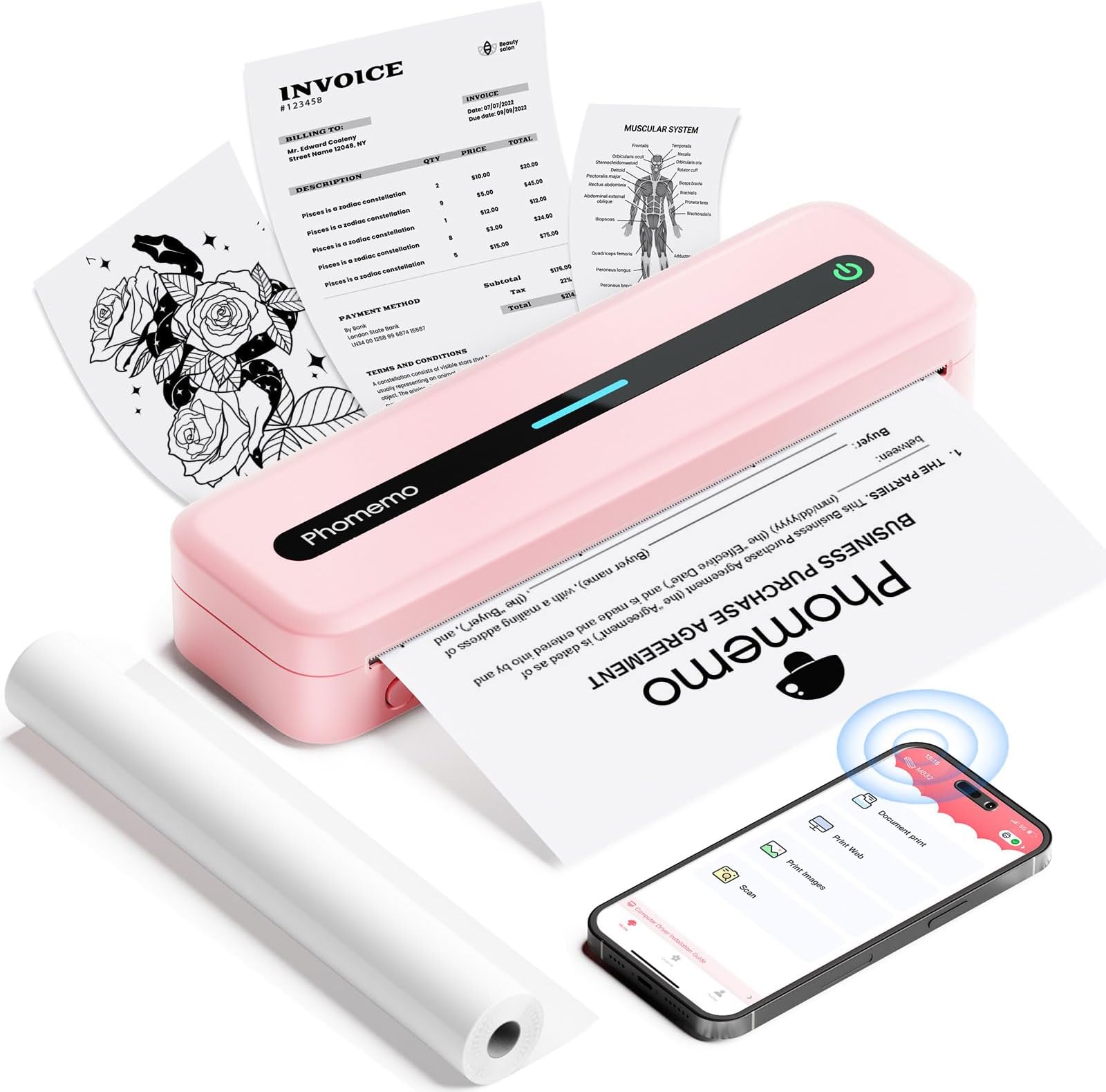 Amazon.com: PhoPRT M08F Portable Printer,Thermal Portable Printers ...