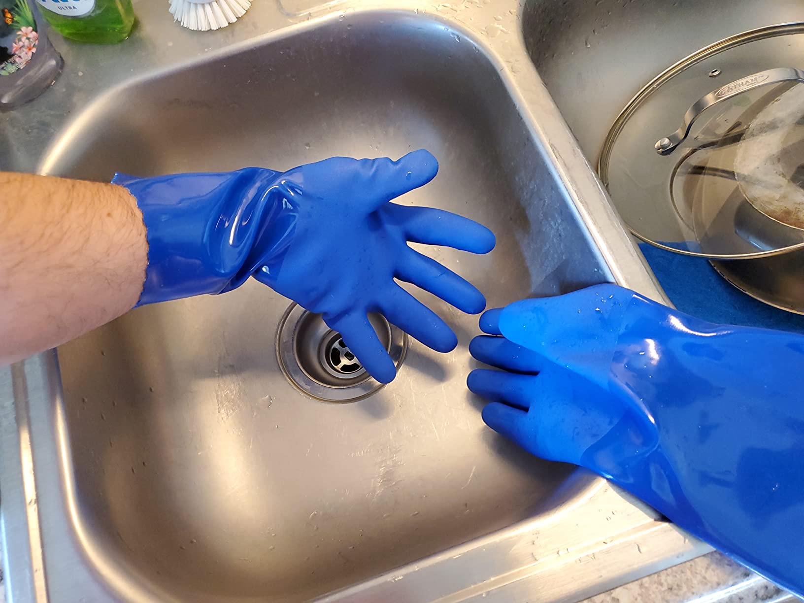 Amazon.com: 2 Pairs Rubber Household Cleaning Gloves for Kitchen ...