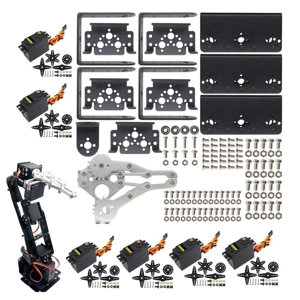 Buy Dmyond DIY Aluminium Smart 6-Dof Robot Mechanical Arm Robotic Clamp Claw Kit with MG996R ...