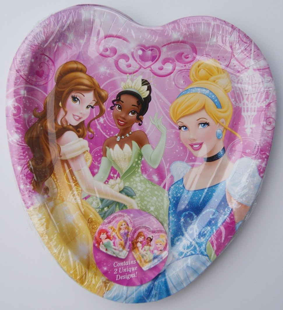 Disney Princess Heart Shaped Disposable Party Plates - 8 Count, Plates ...