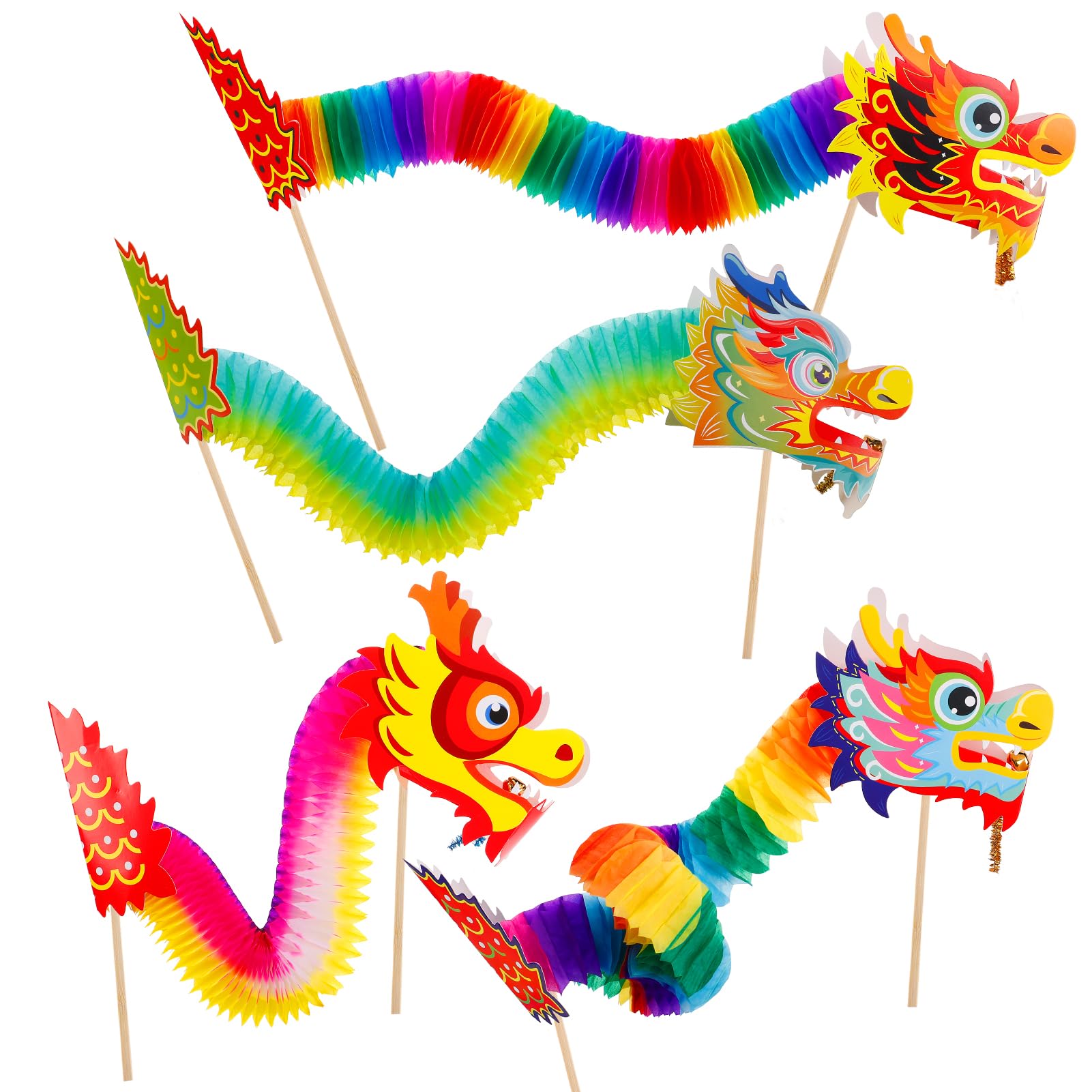 Amazon.com: 8 Pcs Chinese New Year Paper Dragon Decoration- 3D Chinese ...