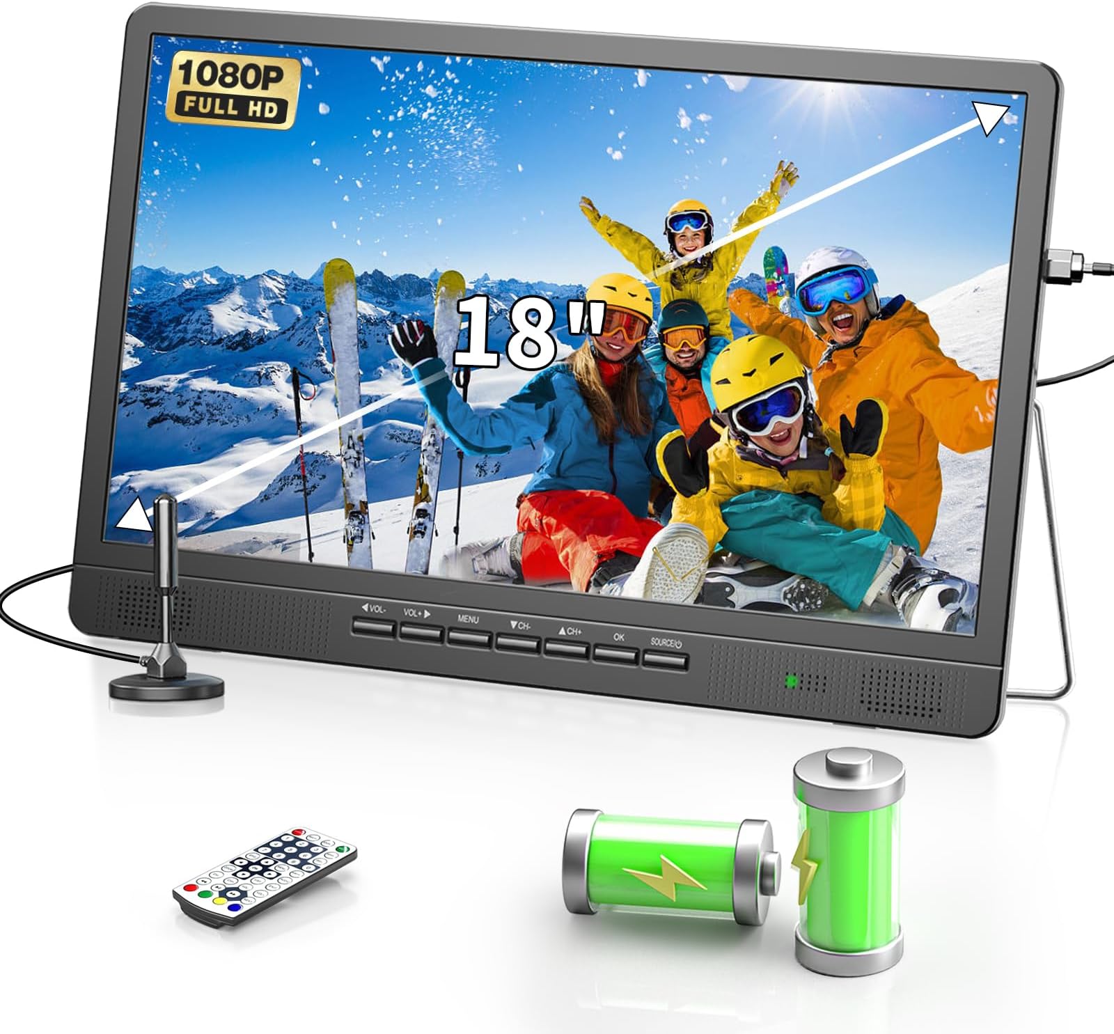 Amazon.com: NORTHING 18" 1080P Portable TV with Antenna, 7000mAh ...