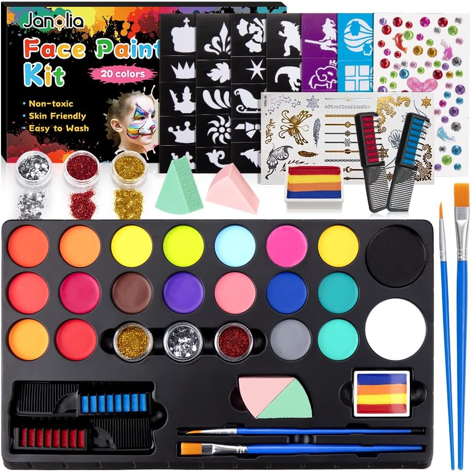 Amazon.com: ADIS&GUYS Face Painting Kits for Kids 107-Piece Set with 20 ...
