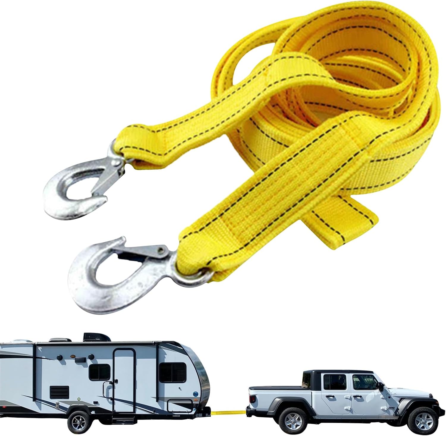 Amazon.com: Tow Strap 13 ft Car Vehicle Heavy Duty Recovery Rope with ...