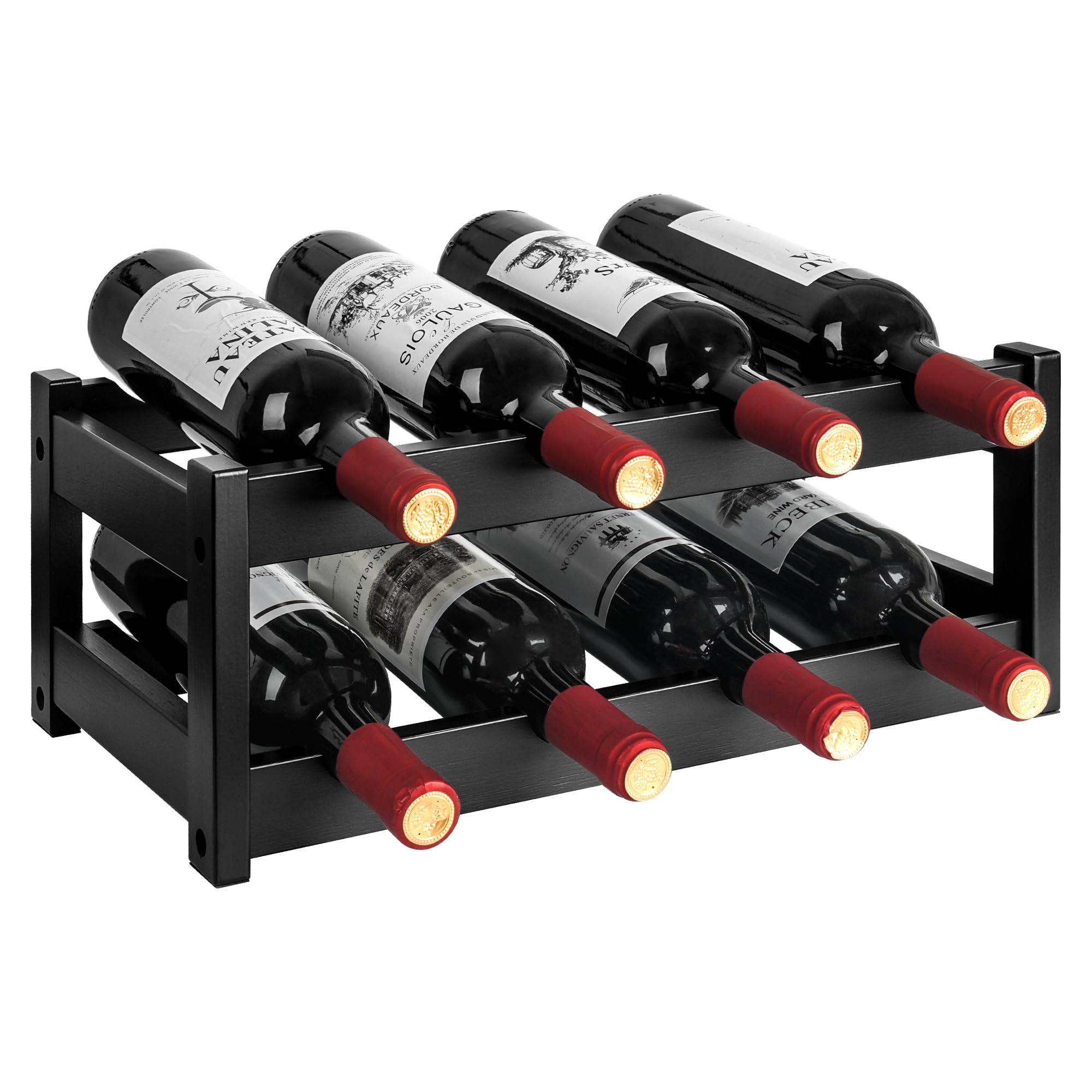 Amazon.com: VASMIA Bamboo Wine Rack, 2-Tier Wine Racks Countertop ...