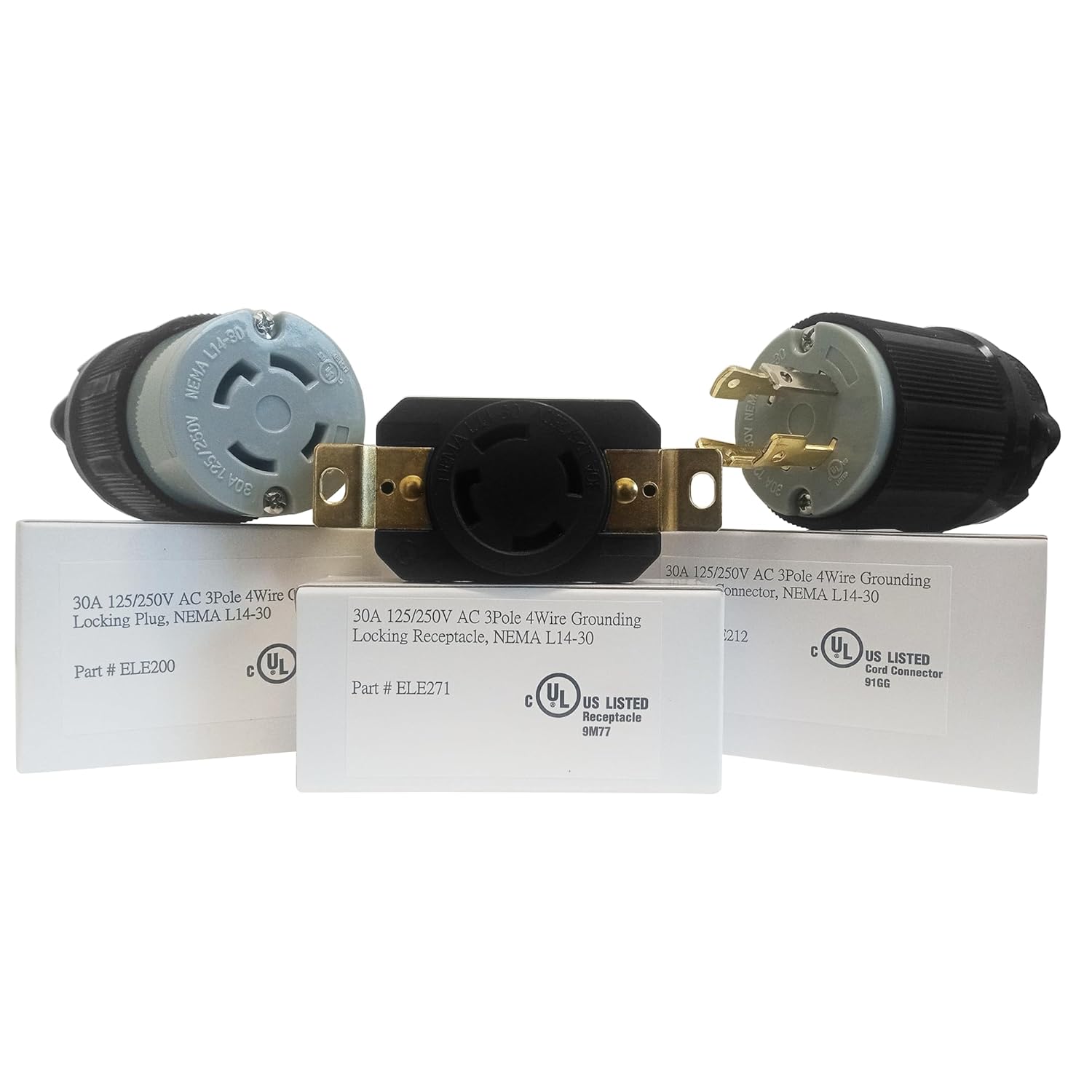 OCS Parts NEMA L14-30 Locking Plug, Connector and Receptacle |125/250 ...