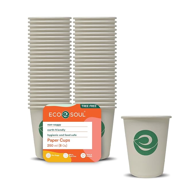 ECO SOUL [250 Ml, 50 Count Biodegradable Paper Cups|Eco-Friendly ...