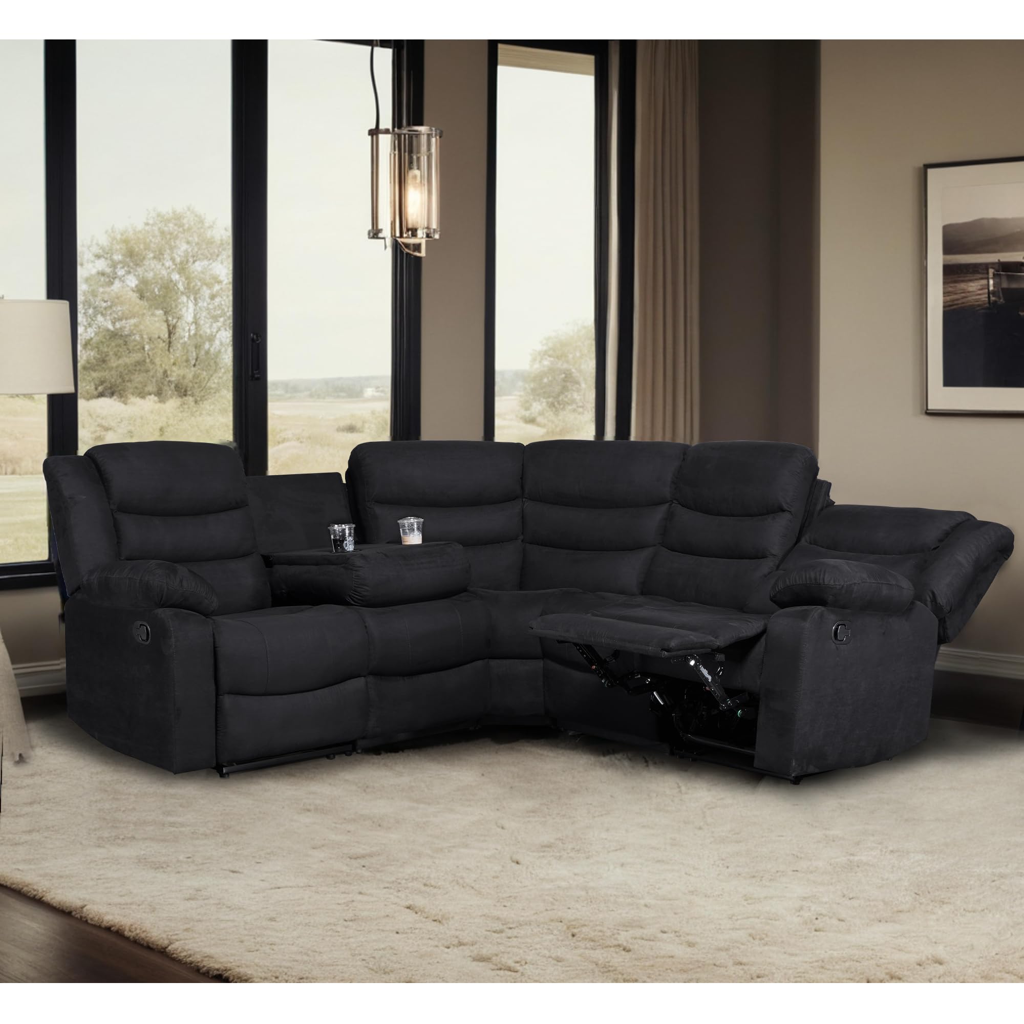Amazon.com: Recliner Sectional Sofa, Microfiber Manual Reclining ...