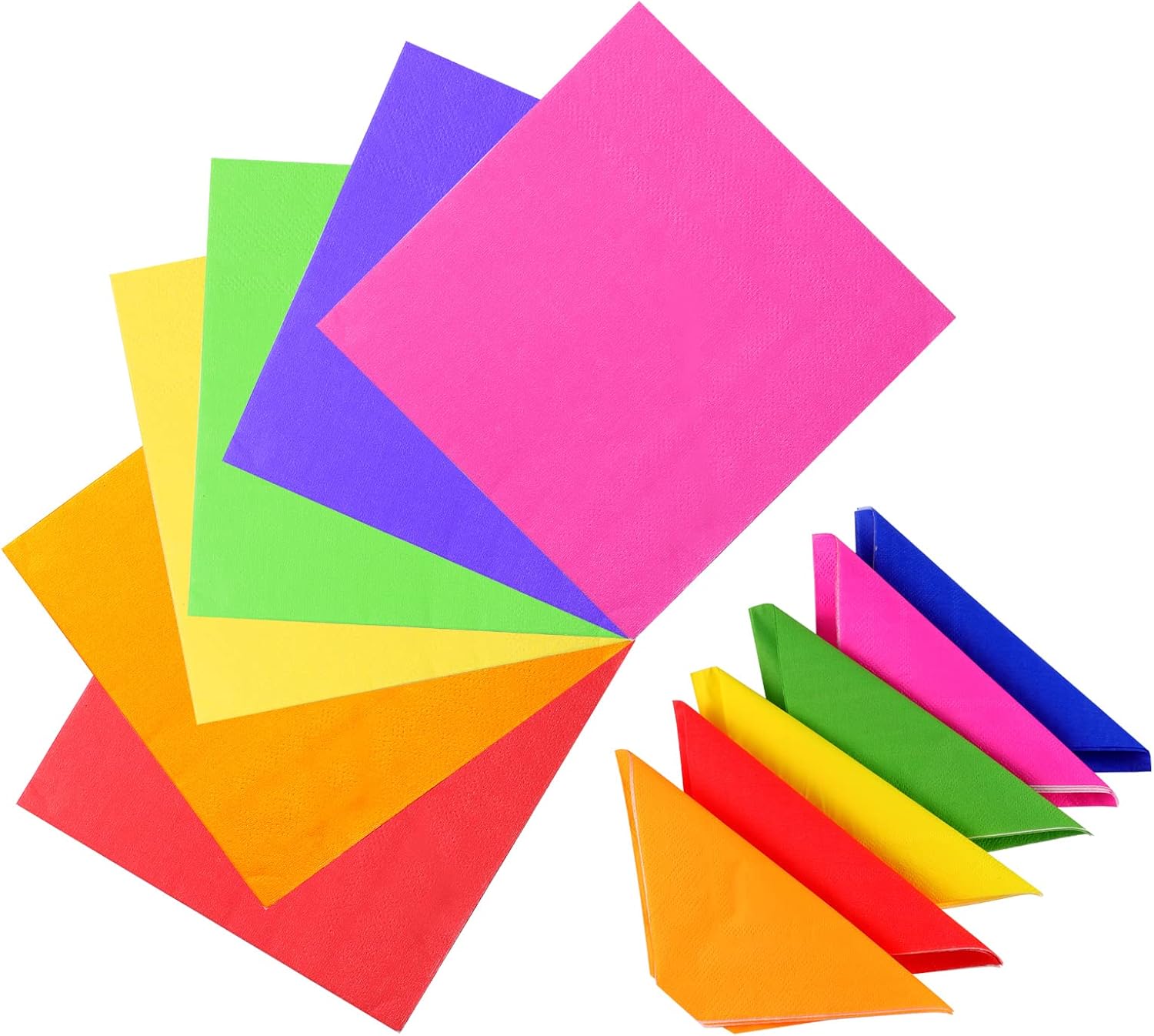 60 Pcs Multicolor Paper Napkin, 2 Ply Rainbow Square Napkins Cocktail ...