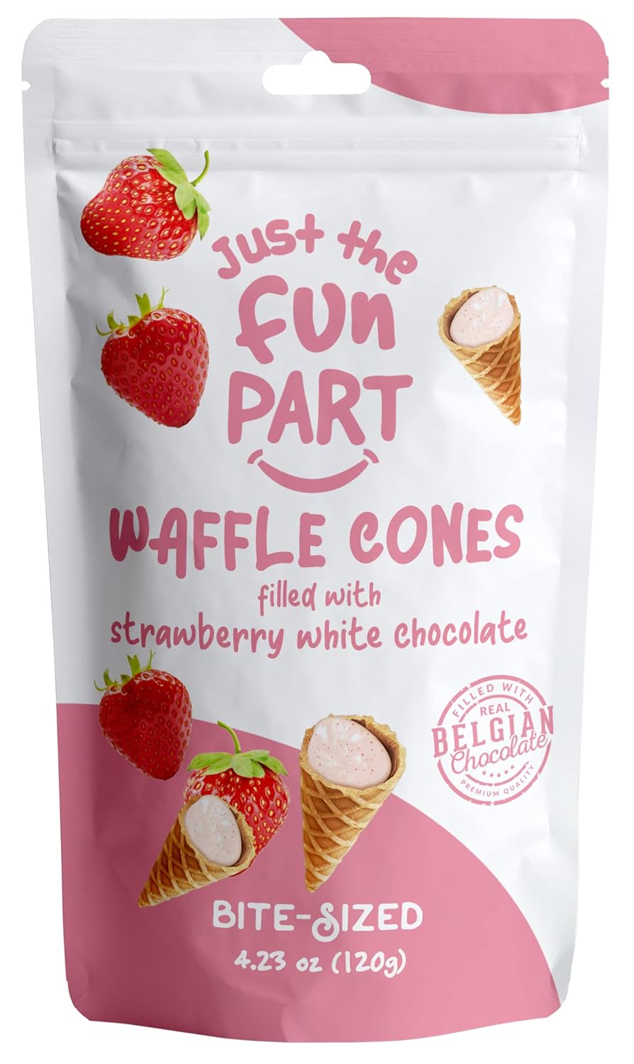 Amazon.com: Just The Fun Part, Bite-Size Crispy Mini Waffle Cones, Filled with Premium Belgian ...