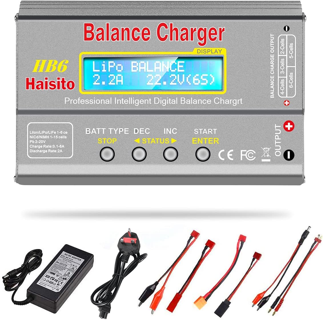 Haisito Lipo Charger, 80W 6A Balance Charger for LiPo Li-ion LiFe NiCd ...
