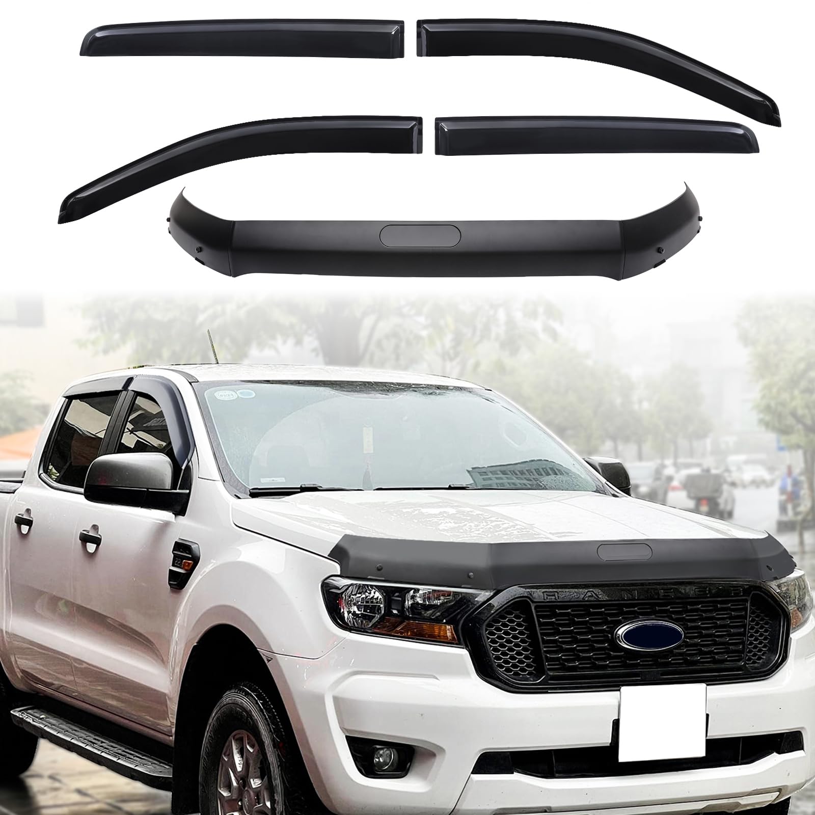 SUERAUTO4X4 Weathershields Window Visor Bonnet Protector for Ford ...