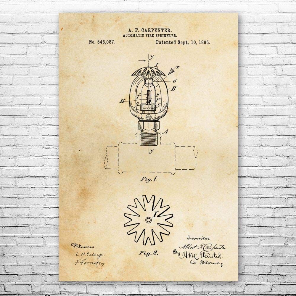 Amazon.com: Automatic Fire Sprinkler Poster Print, Fire Prevention ...