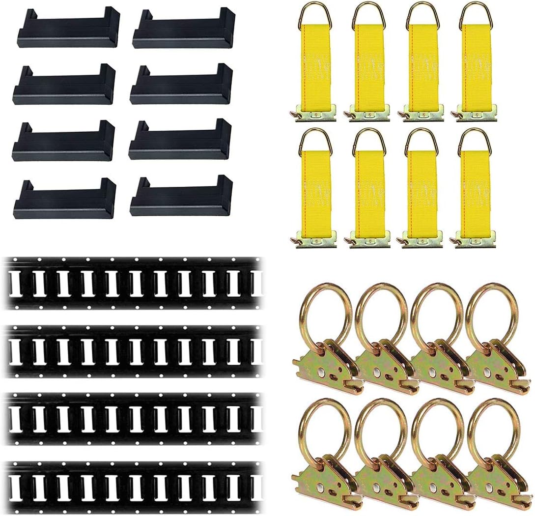 E-Track Tie-Down KIT! 4 Powder-Coated 8' Horizontal E Track Rails, 8 ...