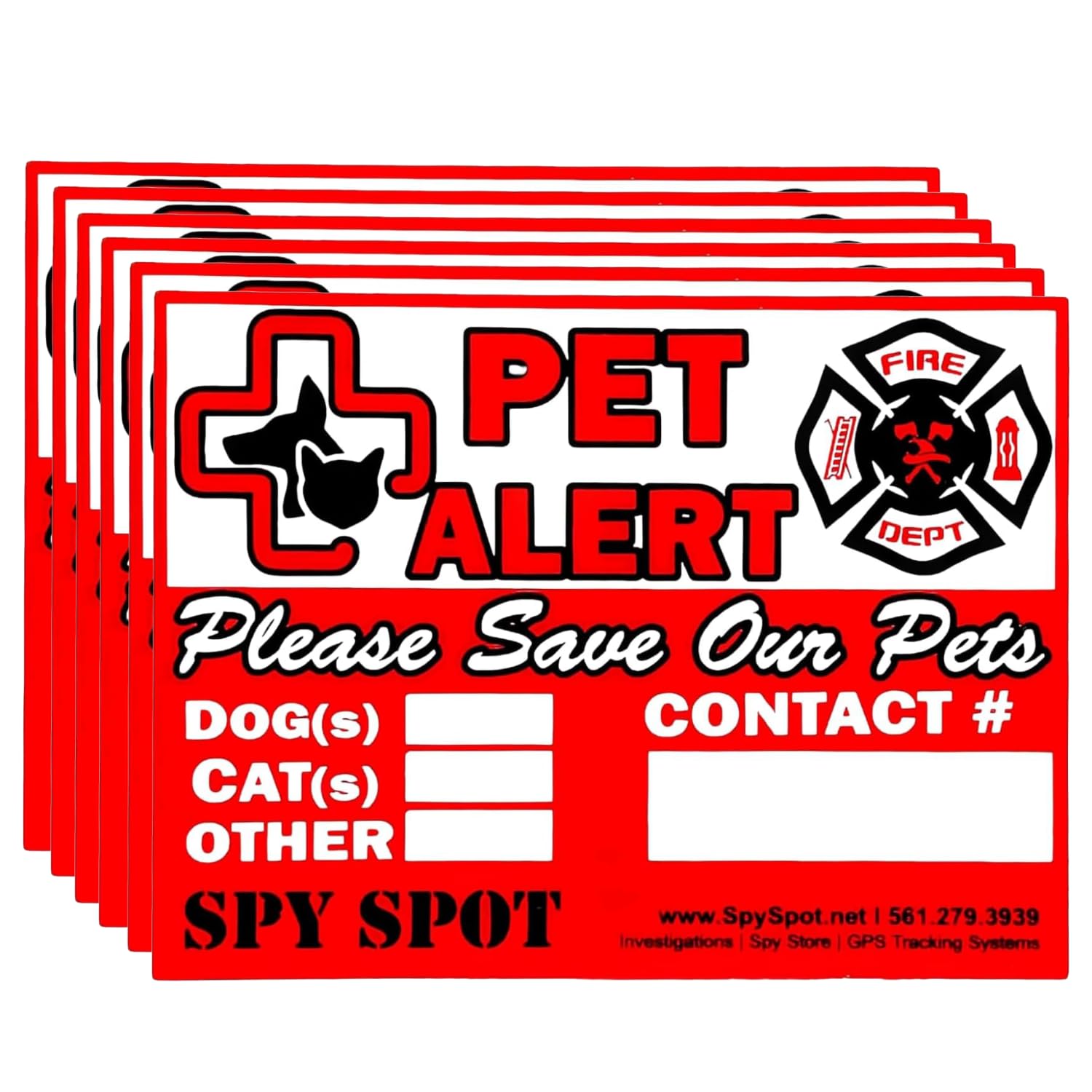 Snapklik.com : SpySpot 6 Pack Pet Alert Sticker, 4"x3" Emergency Rescue ...
