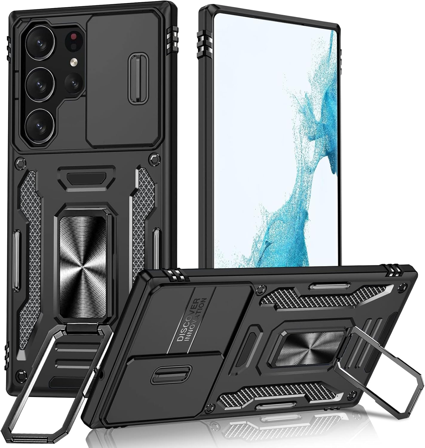 Coque pour Samsung Galaxy S22 Ultra Militaire Antichoc[Rotatif Magnétique Support][Caméra ...