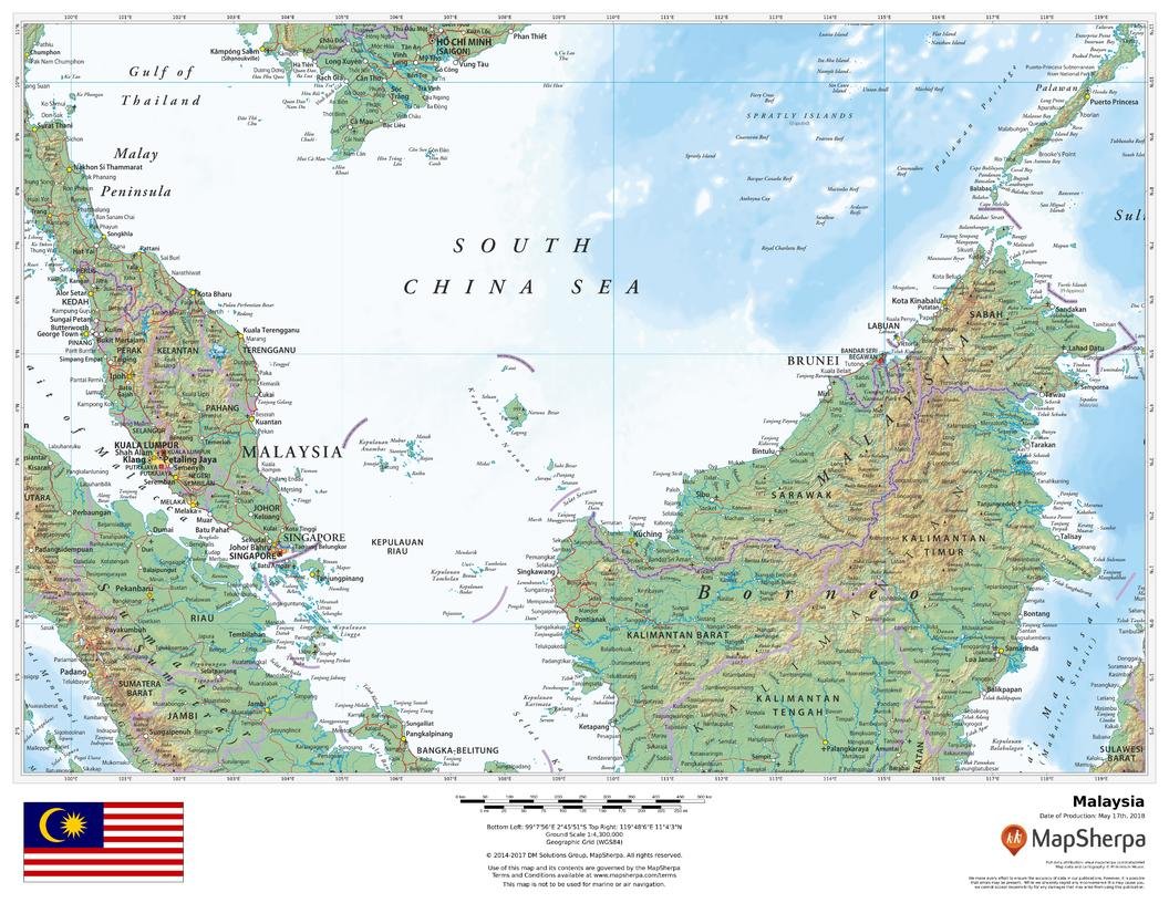 Malaysia Physical Map