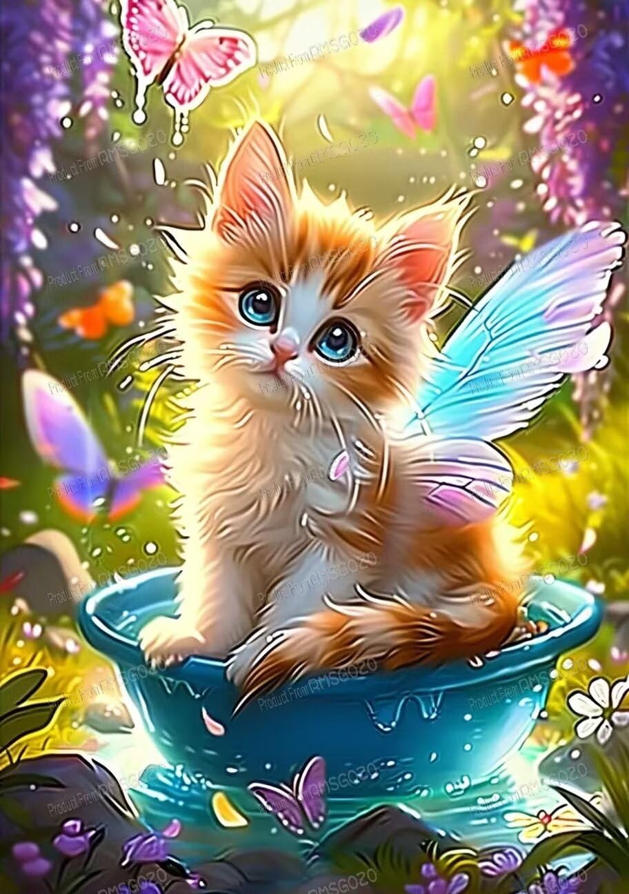 Amazon.com: RMSGOZO Pretty Kitten Canvas Posters Modern Abstract Wall ...