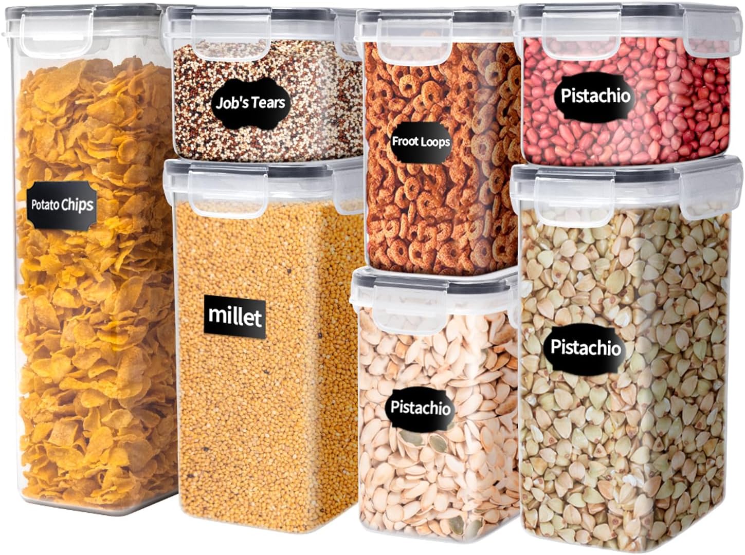 Contenedores herméticos para almacenamiento de alimentos con tapas, 7 ...