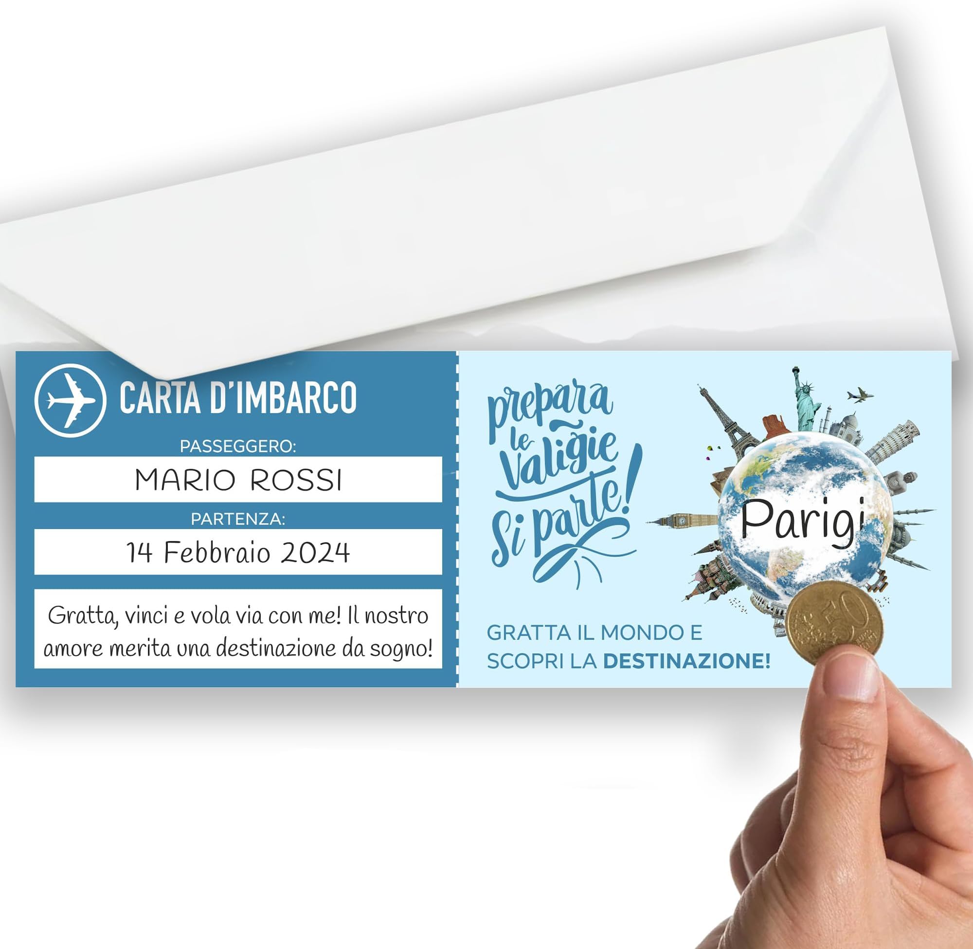 Regalo viaggio sorpresa | Biglietto da grattare | Buono viaggio ...