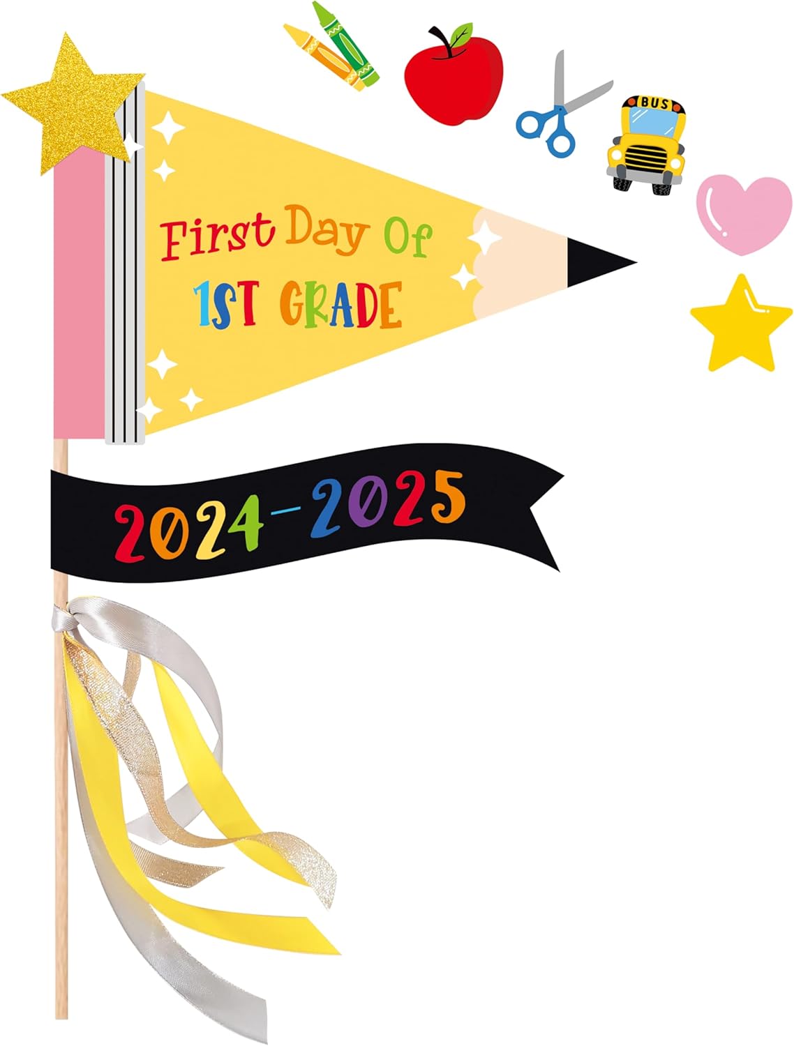 Amazon.com: First Day of 1st Grade Pennant Flag for Kids, 1st Grade ...